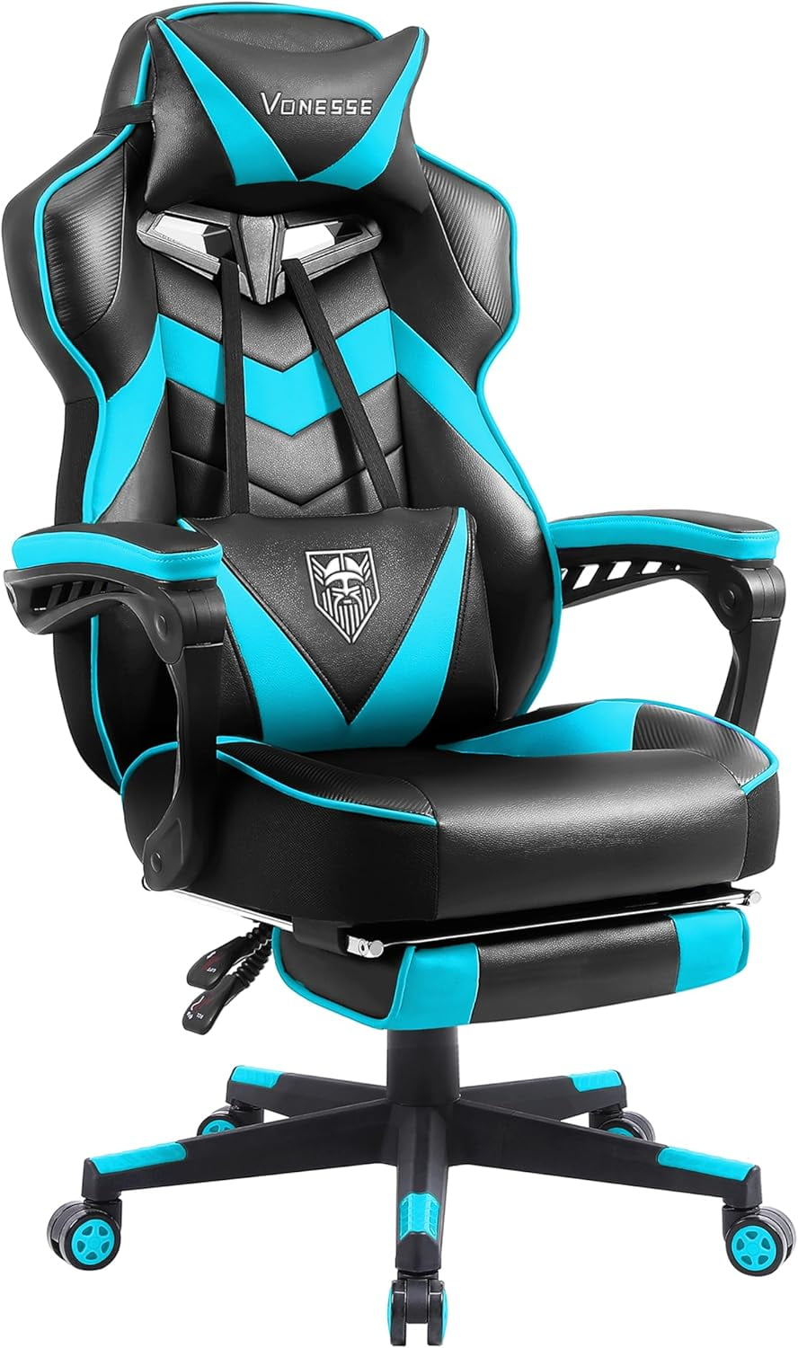Vonesse Gaming Chair with Footrest,Big and Tall Gaming Chairs for ...