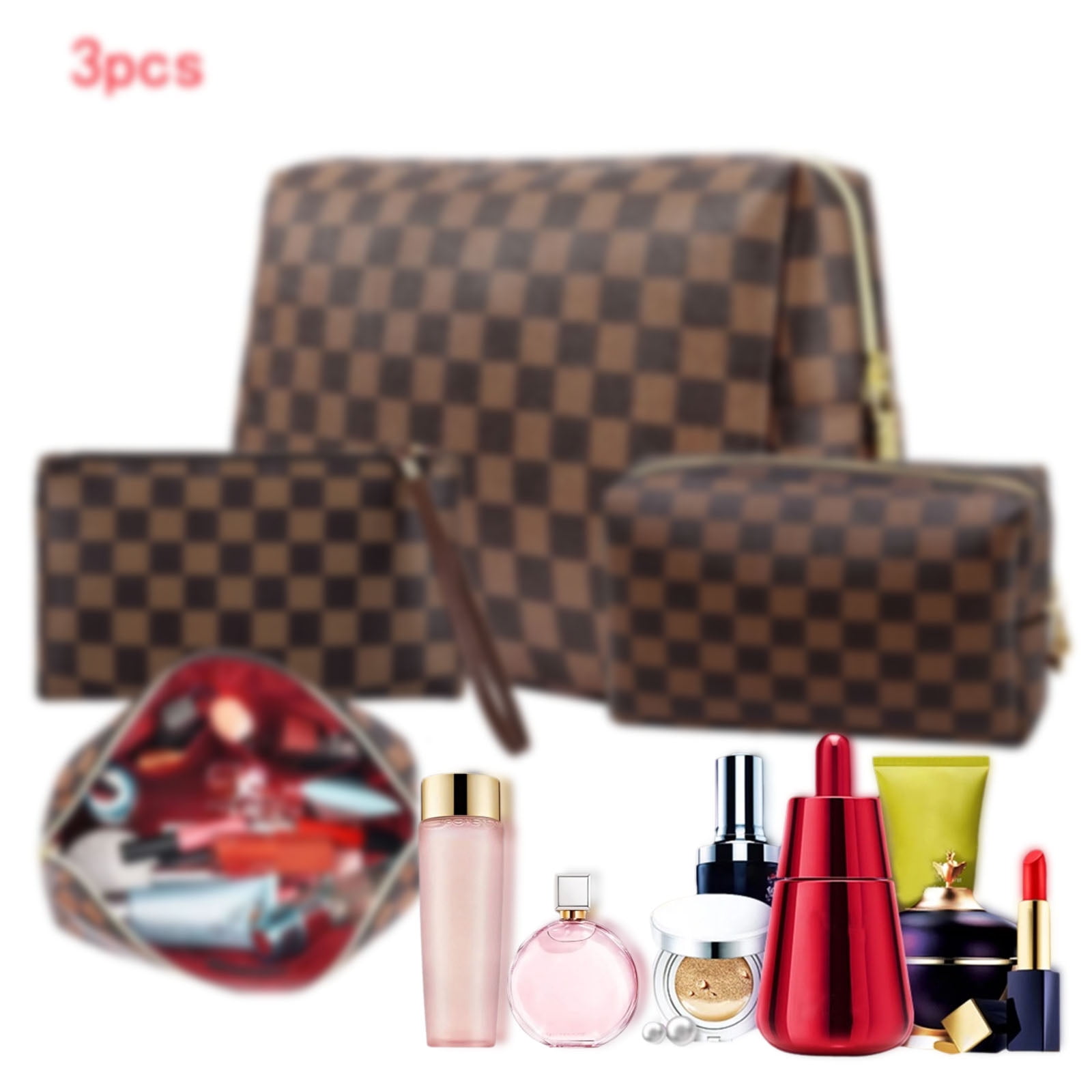 Vongem 3 Pack Large Capacity Travel Cosmetic Bag, Cosmetic Pouch ...