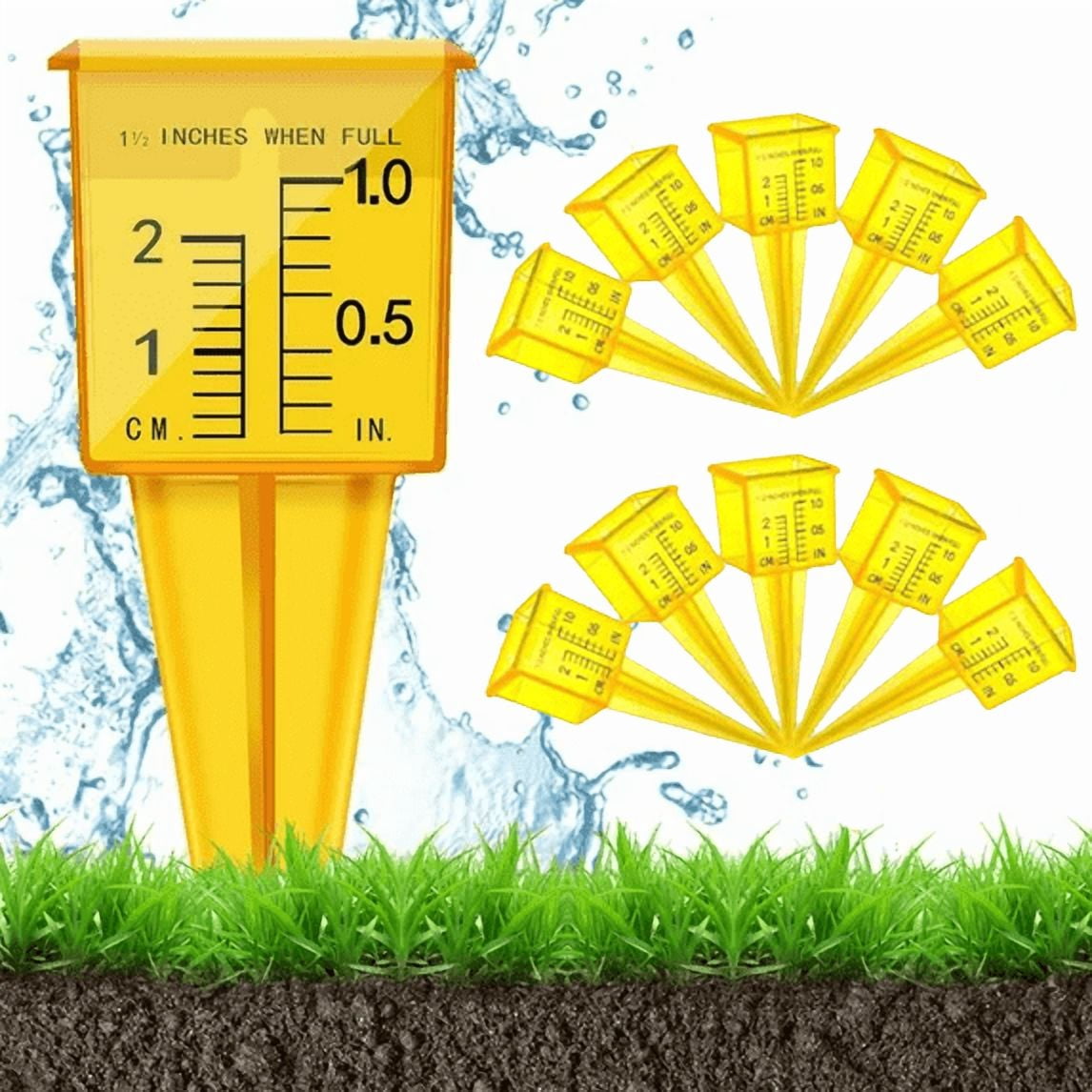 VONGEM 10 Pcs Plastic Rain Gauge with Stakes, Bright Yellow, Clear ...