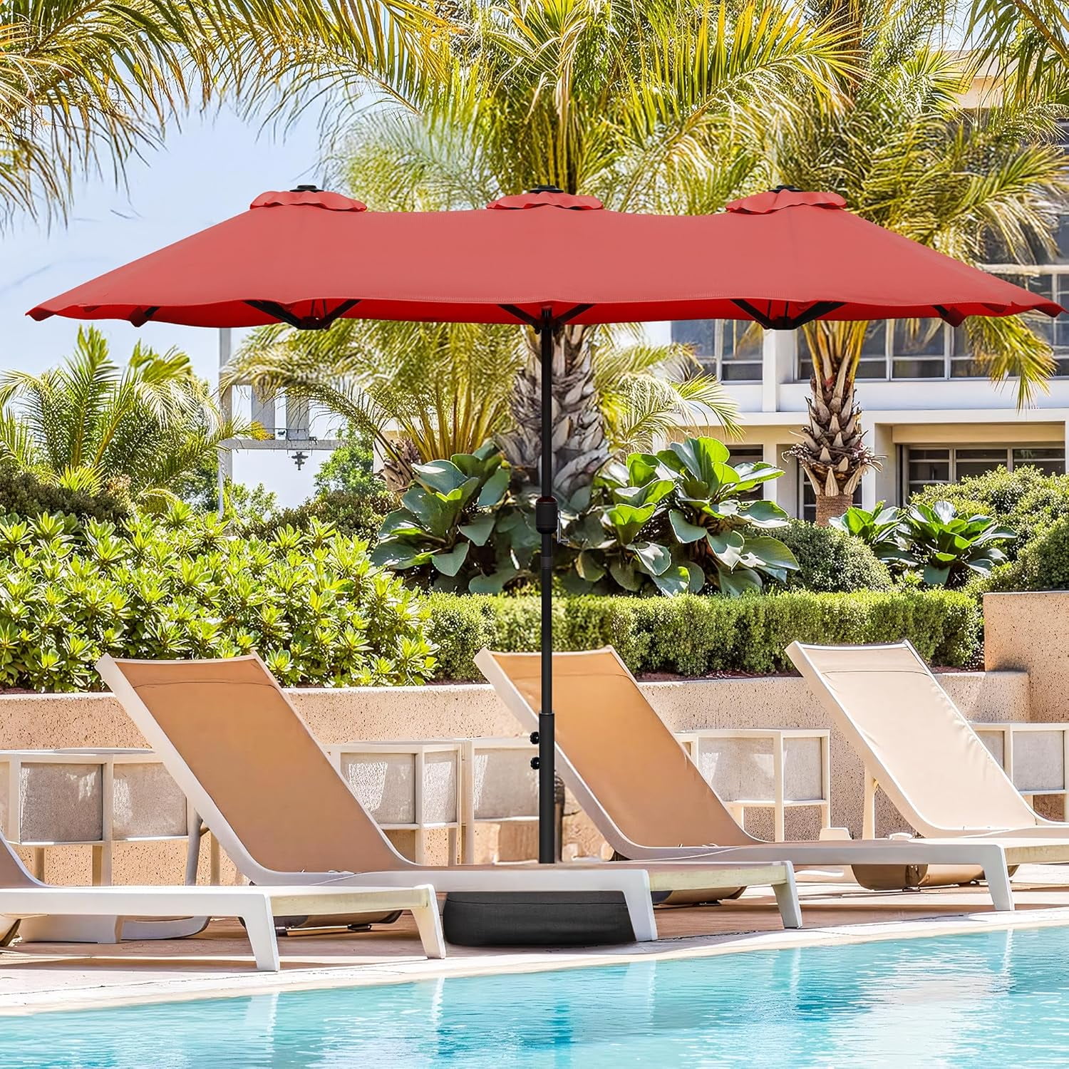 Vongrasig 15FT Large Patio Umbrella with Base Included, Outdoor Double ...