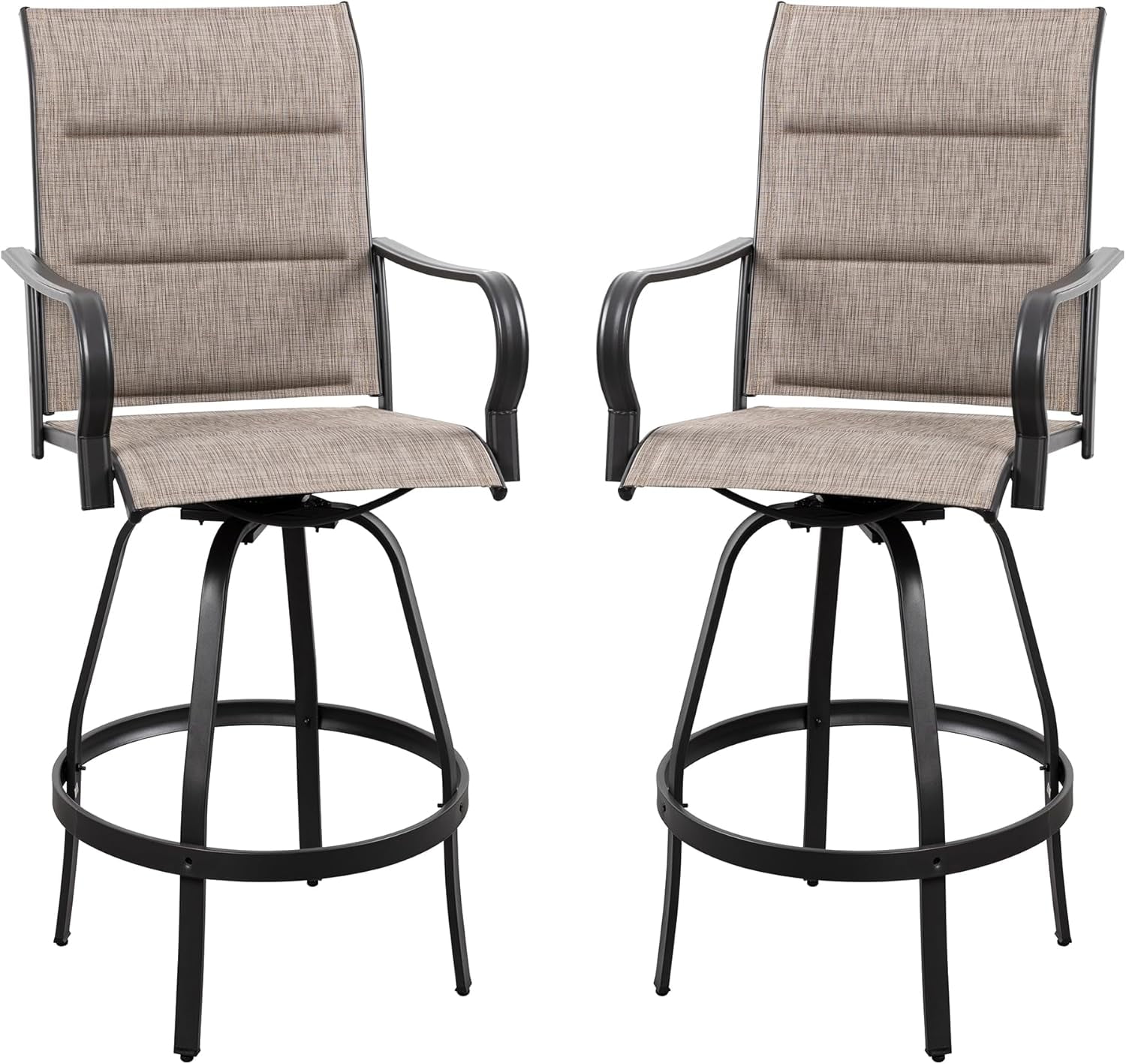 Vongrasig 2 Piece Outdoor Patio Swivel Bar Chairs, All Weather Padded ...
