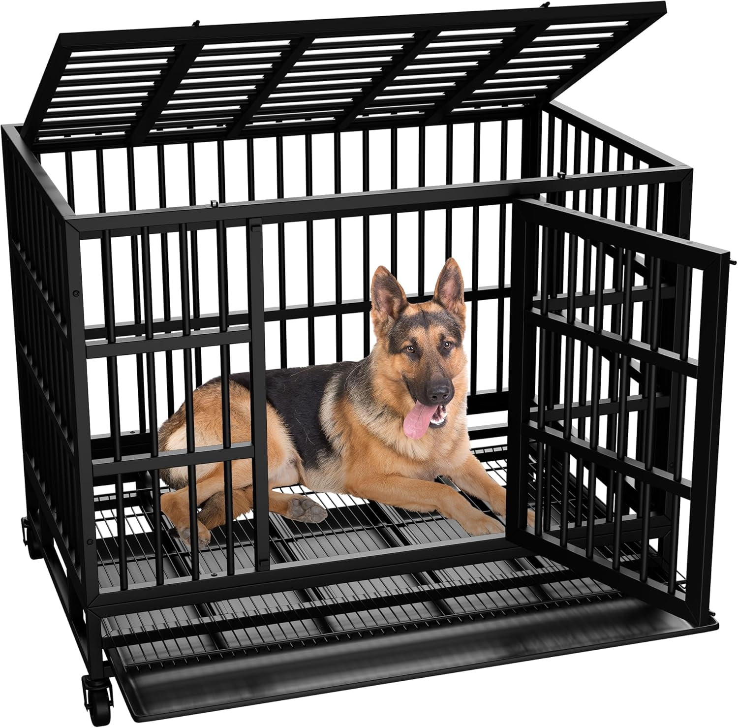 Vongrasig 38 Inch Heavy Duty Indestructible Dog Crate, Escape Proof Dog ...