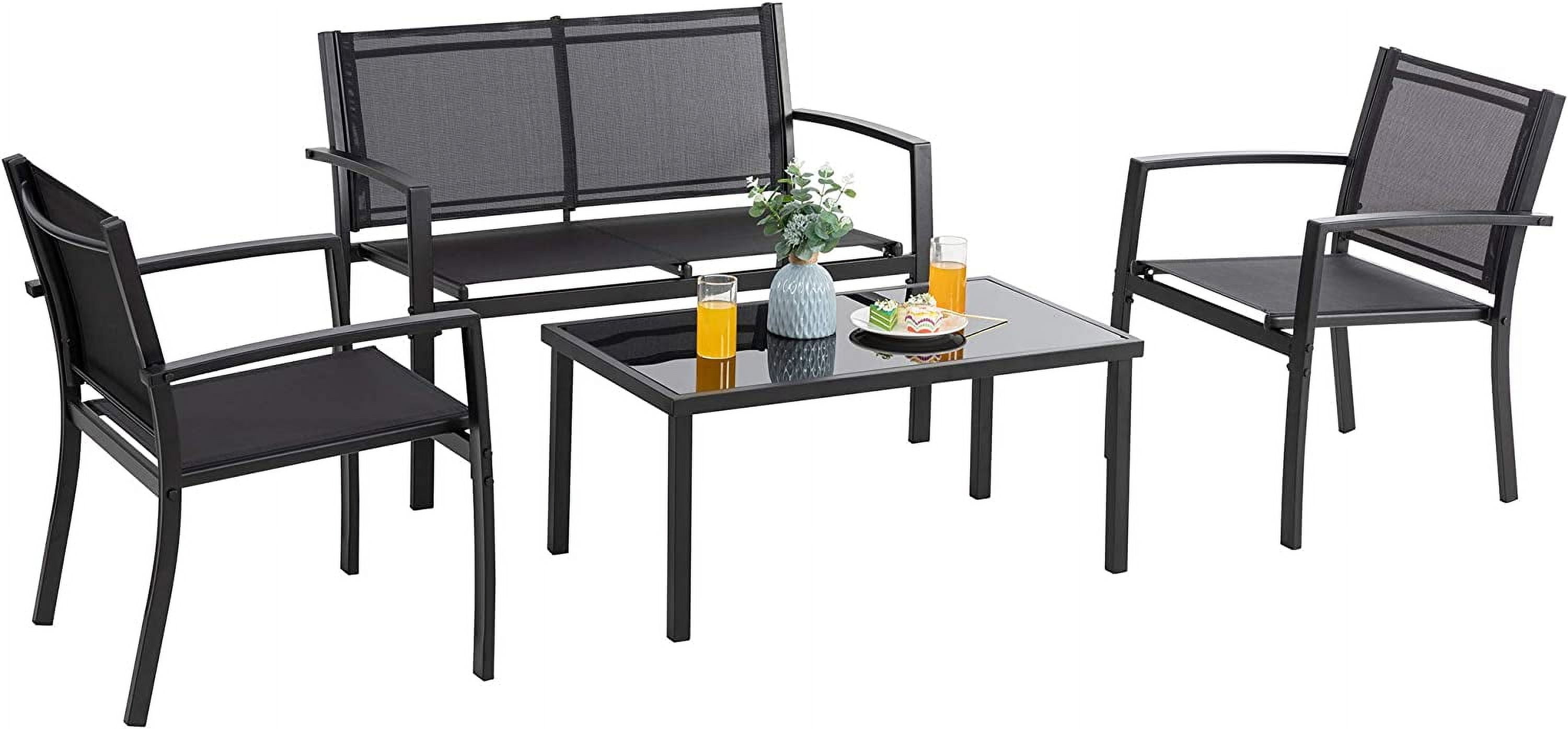 Vongrasig 4 Pieces Patio Furniture Sets,Outdoor Patio Conversation Sets ...