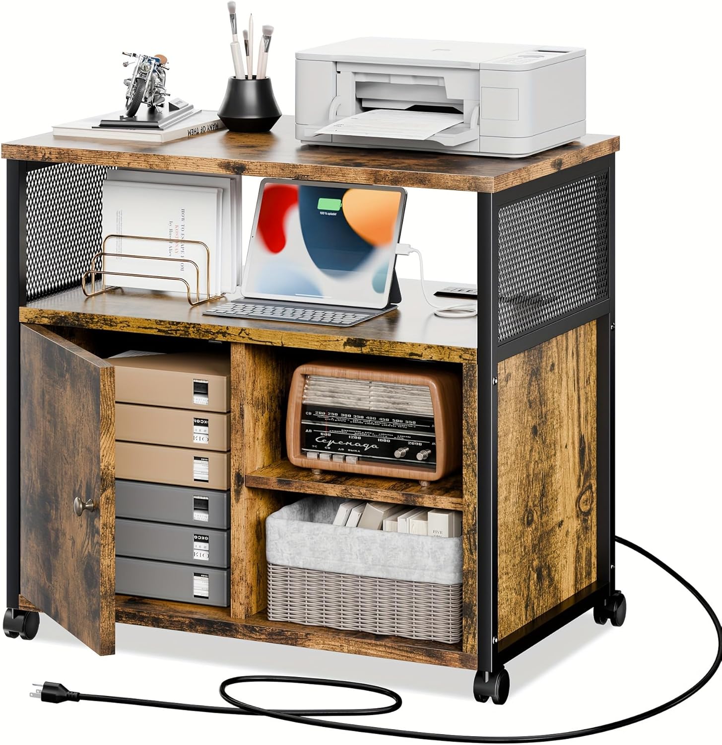 Vongrasig File Cabinet with Charging Port, Movable Lateral Filing ...