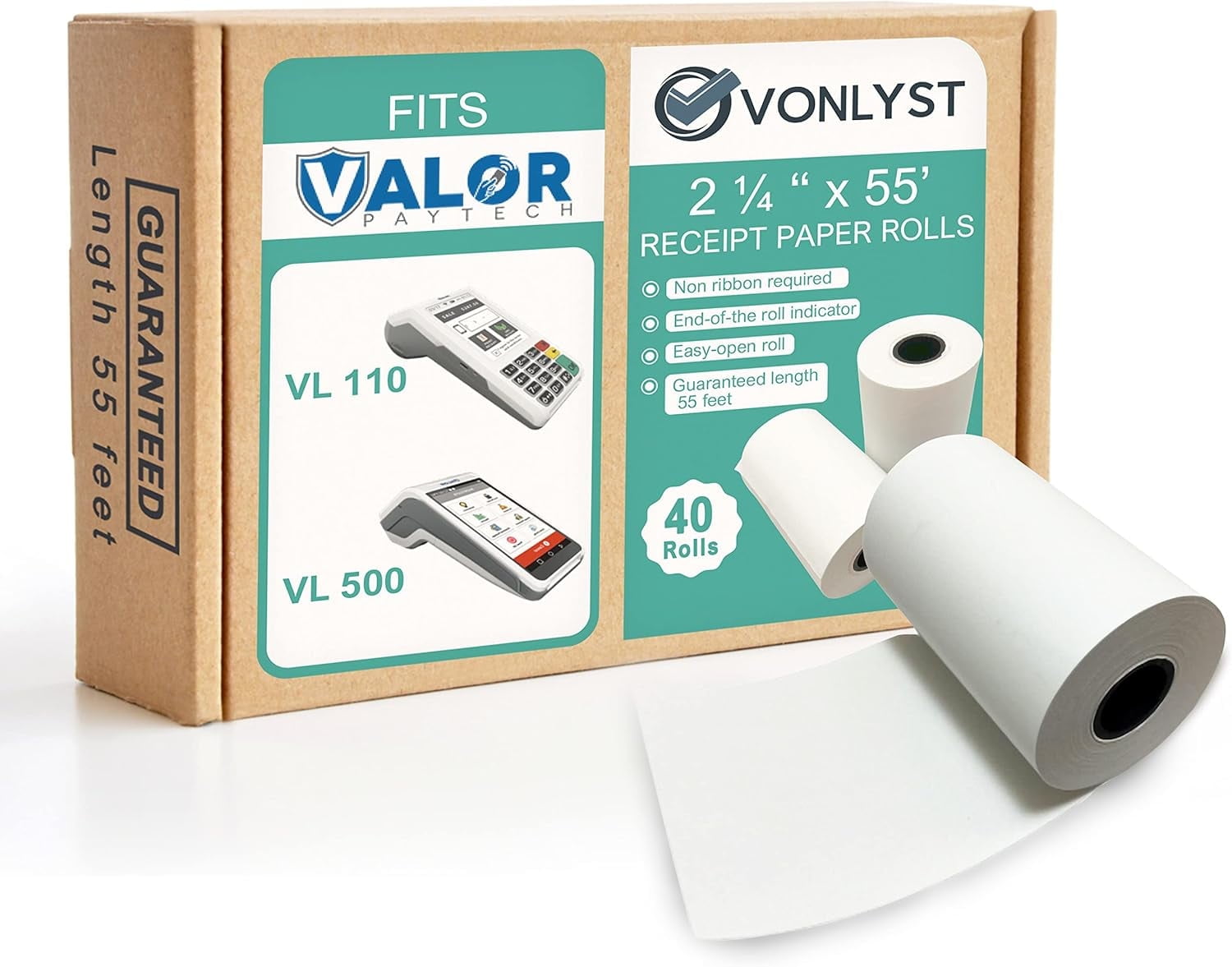 Vonlyst Receipt Paper Roll for Valor Paytech VL 110 and VL 500 Credit ...
