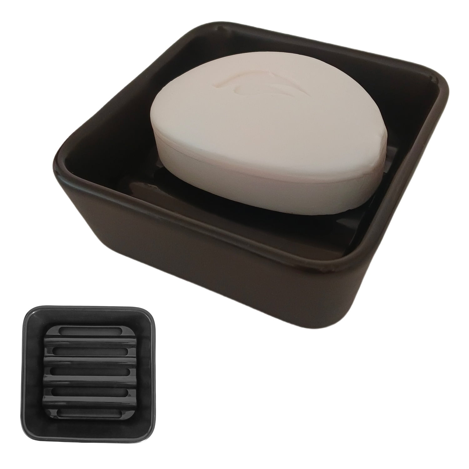 Vonpri Square Soap Holder Ceramic Container Case Bar Soap Box Bathroom ...