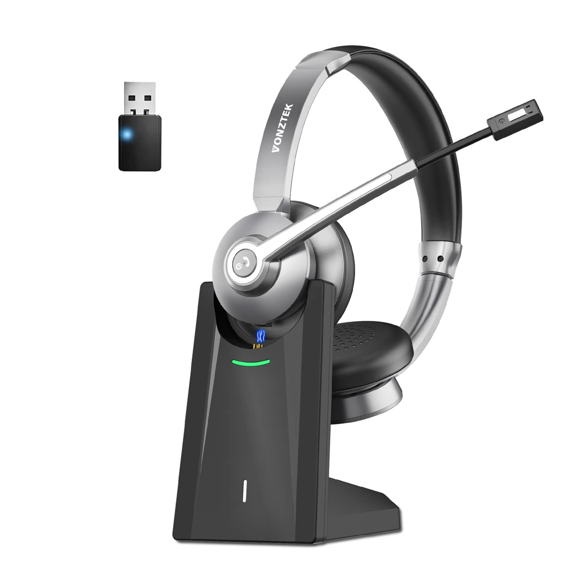 Vonztek V5.3 Bluetooth Wireless Headset with Noise-Canceling Microphone ...
