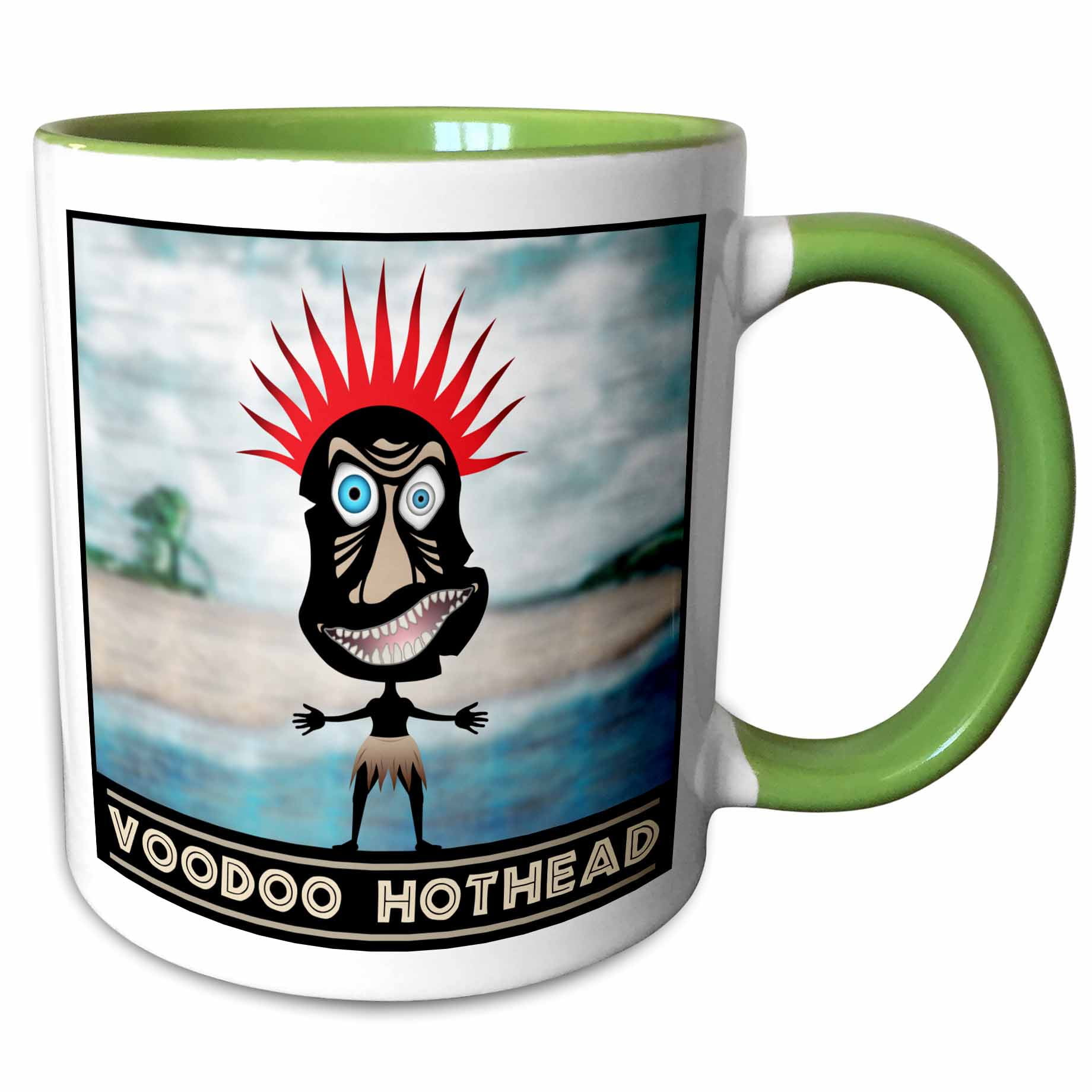 VooDoo Red Head voodoo villager with tribal mask standing in tropical ...