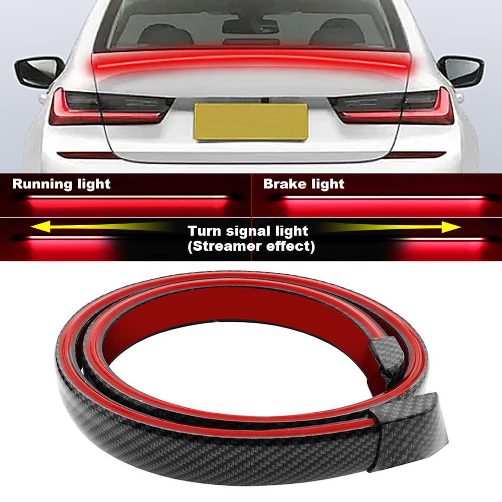 Vooda Rear Wing LED Light Bar 130cm Flexible Car Tail Light LED Strip Kits Rear Cover Red Brake ...