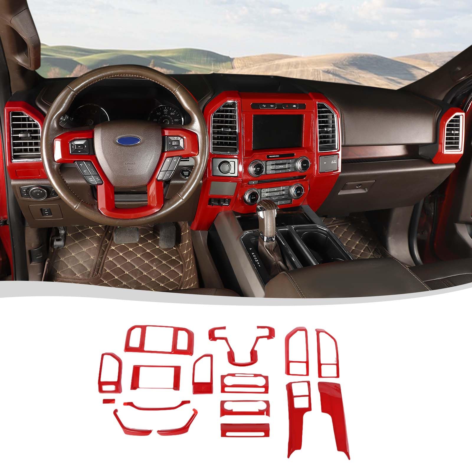 Voodonala for Ford F150 2015-2020 Center Console Dash Trim Kits 16Pcs ...