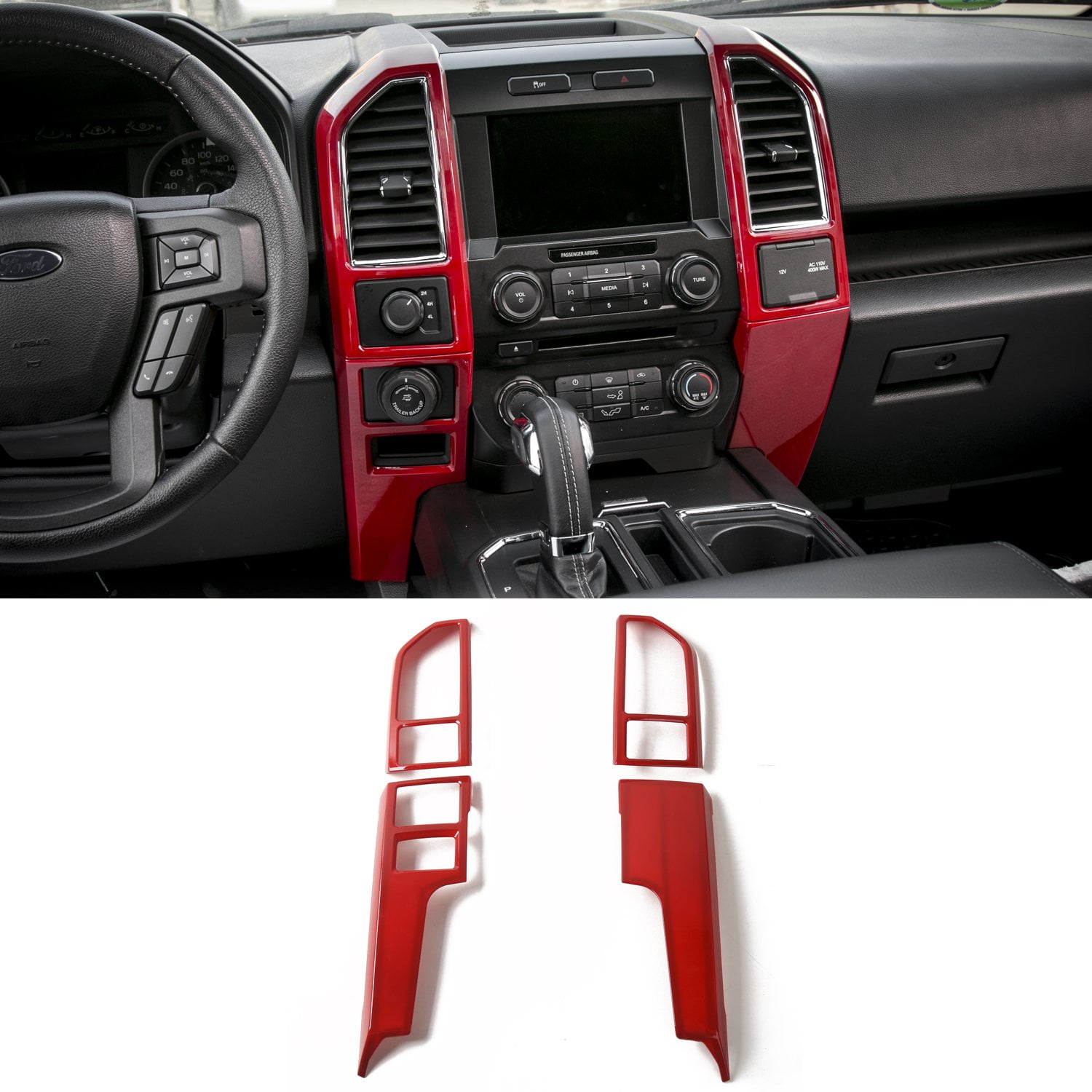Voodonala Red Central Control Covers Frame Vent Trim Accessories for ...