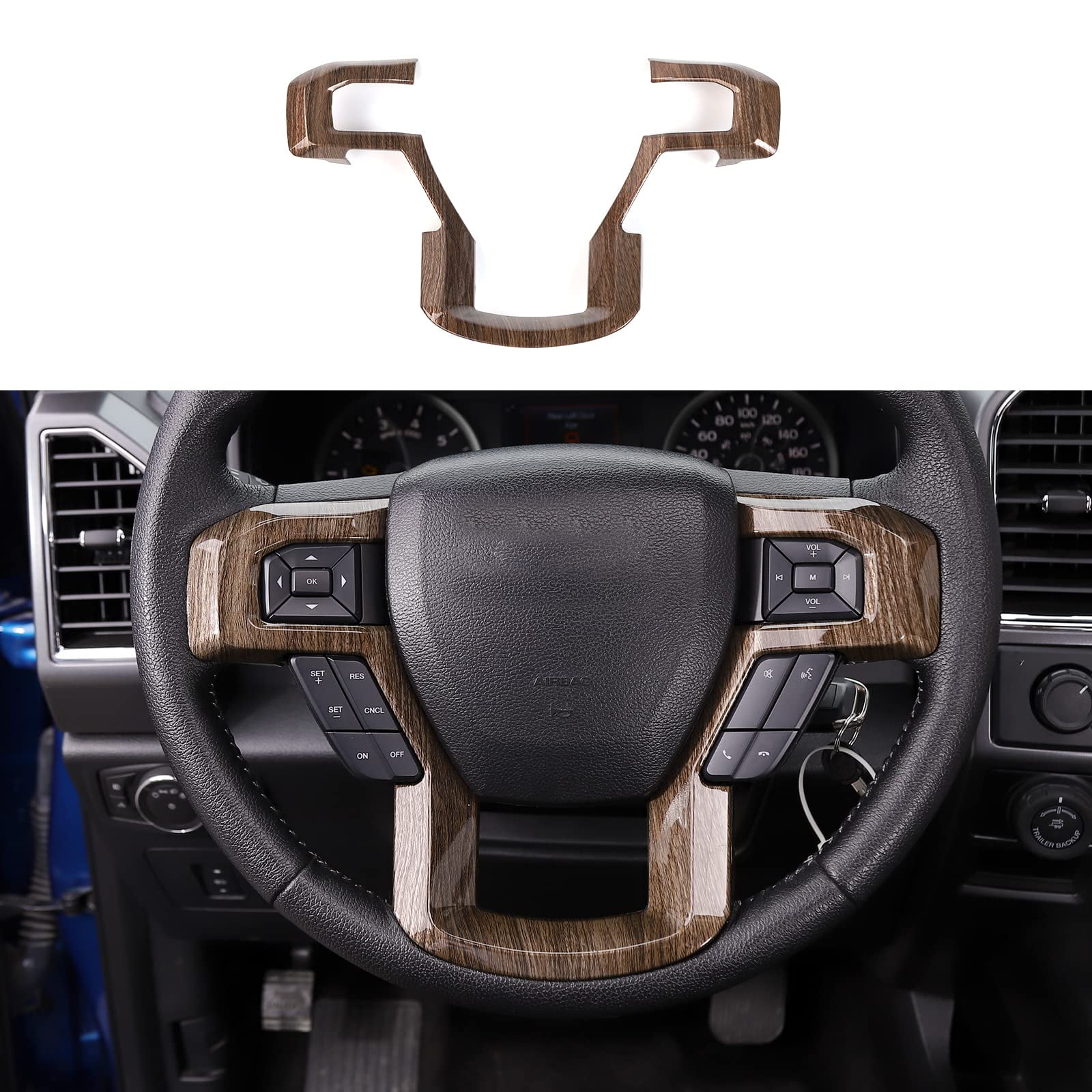 Voodonala Wood Grain Steering Wheel Decorative Trim Car Steering Wheel ...