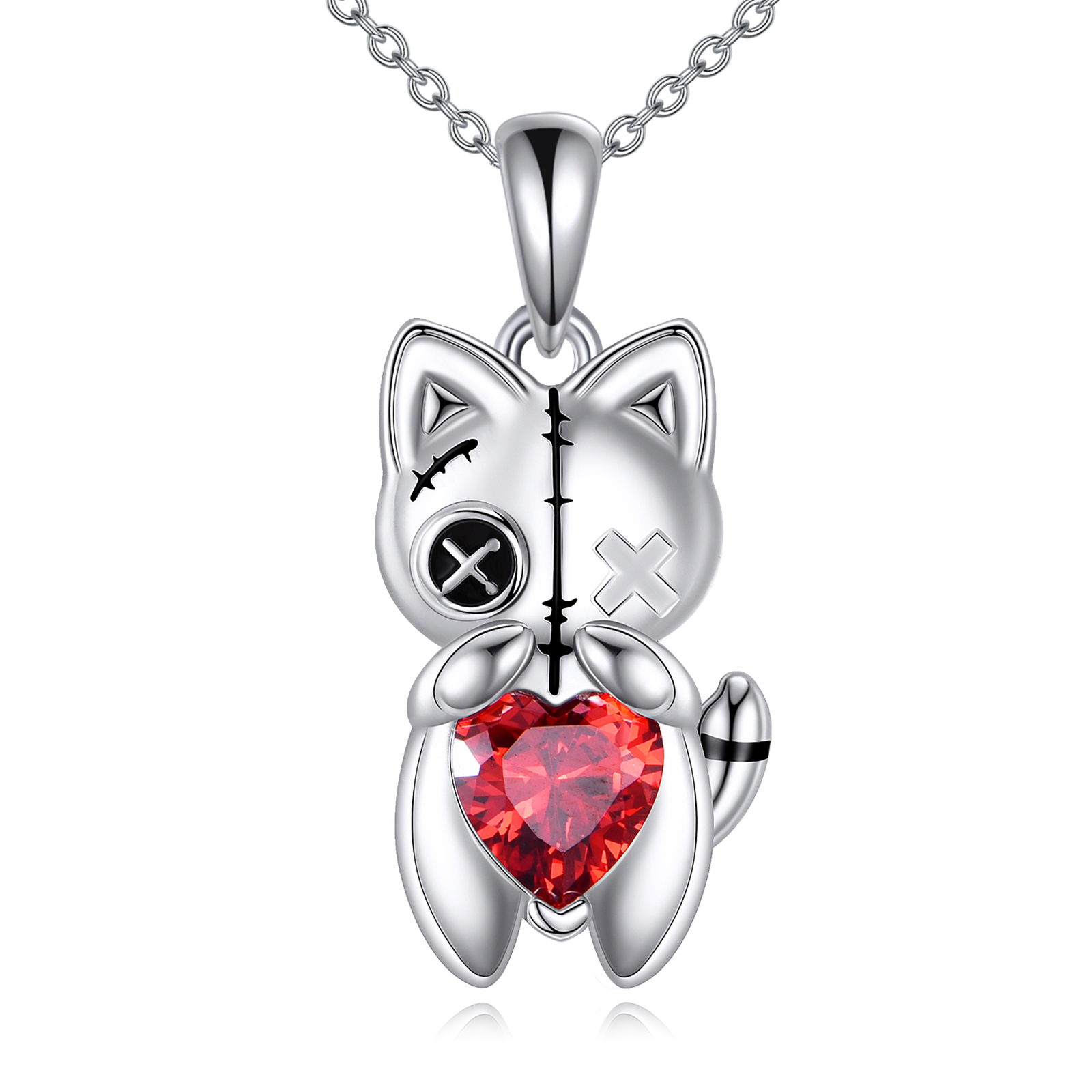Voodoo Cat Necklace Sterling Silver Gothic Pendant Witch Jewelry Witchy ...
