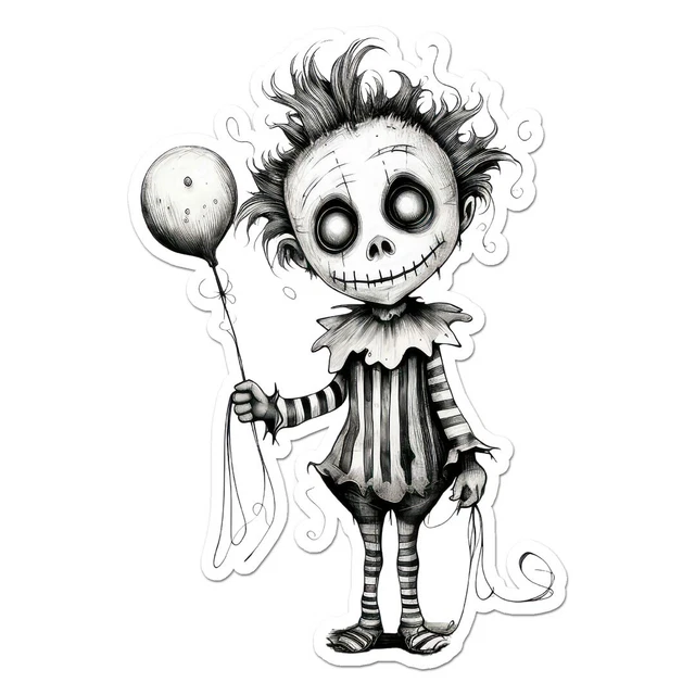 Voodoo Doll Balloon Clown Sticker Phone Decal Water Bottle Stickers Car ...