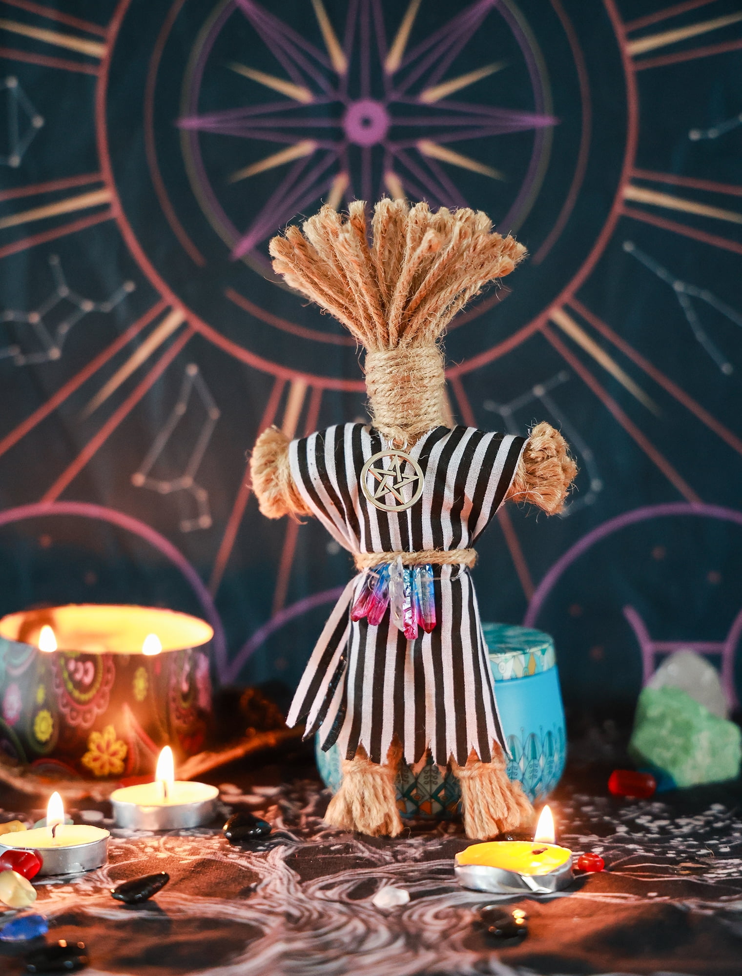 Voodoo Doll Handmade Set Real Hemp Rope Wrapped Skull Horror Witches ...
