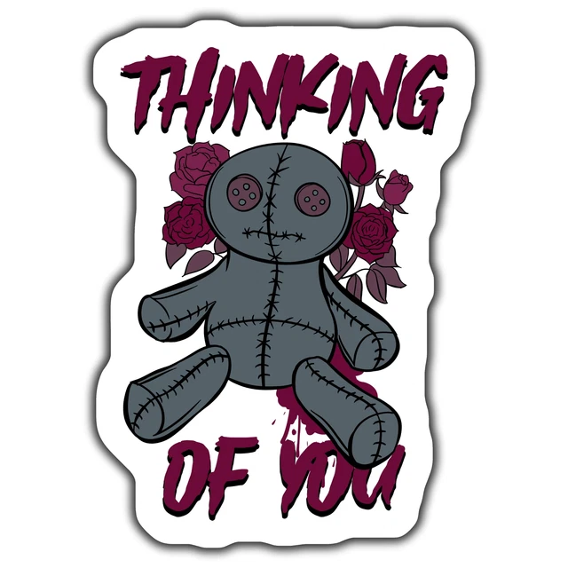 Voodoo Doll Thinking Of You Sticker, Cute Voodoo Doll Sticker, Gothic ...