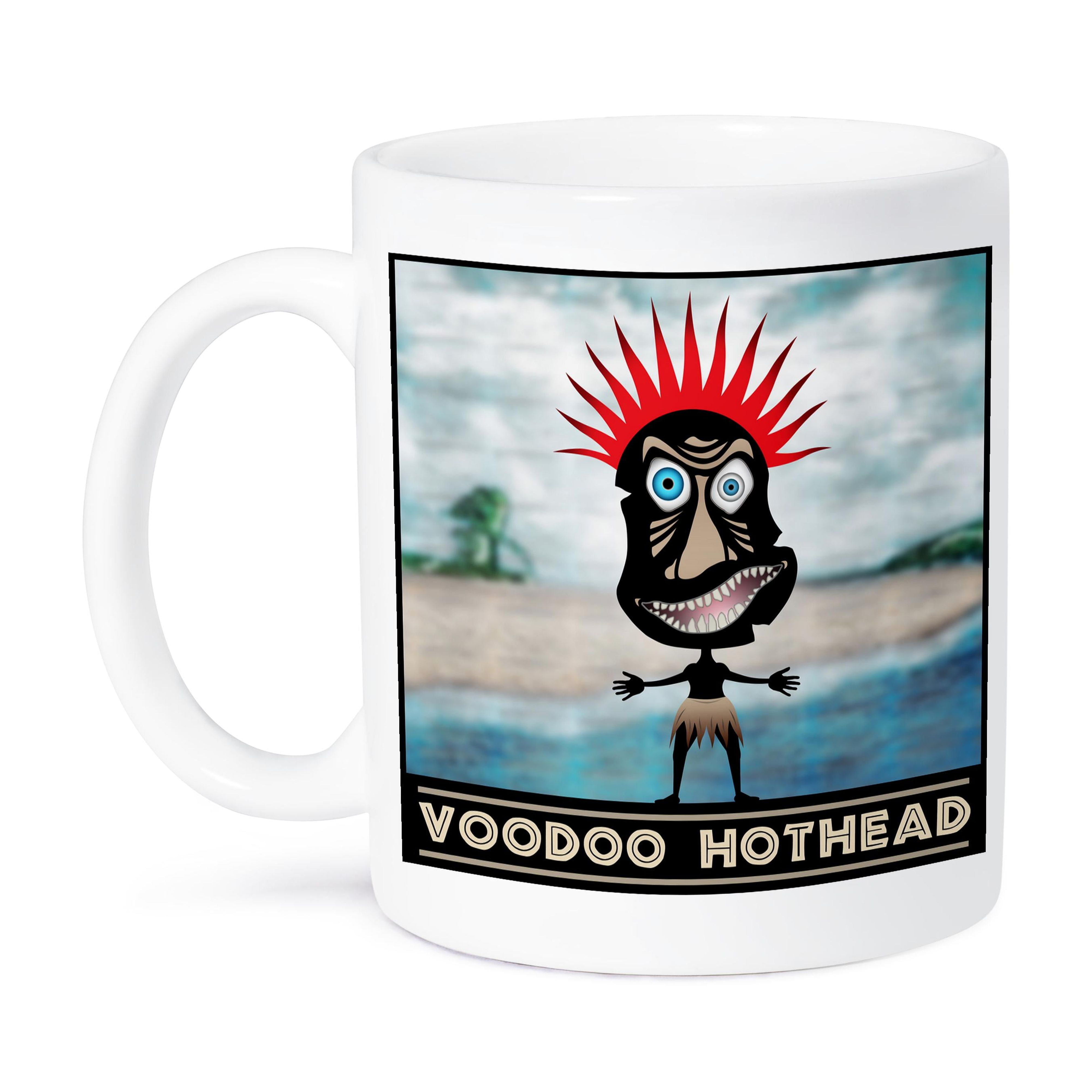 Voodoo Red Head Voodoo Villager With Tribal Mask Standing In Tropical ...