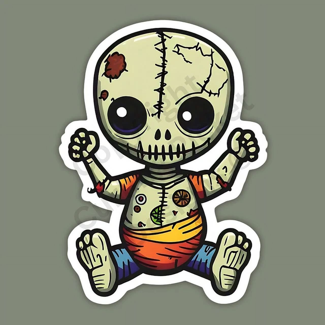 Voodoo Zombie Doll Halloween Scary Sticker Phone Decal Water Bottle ...