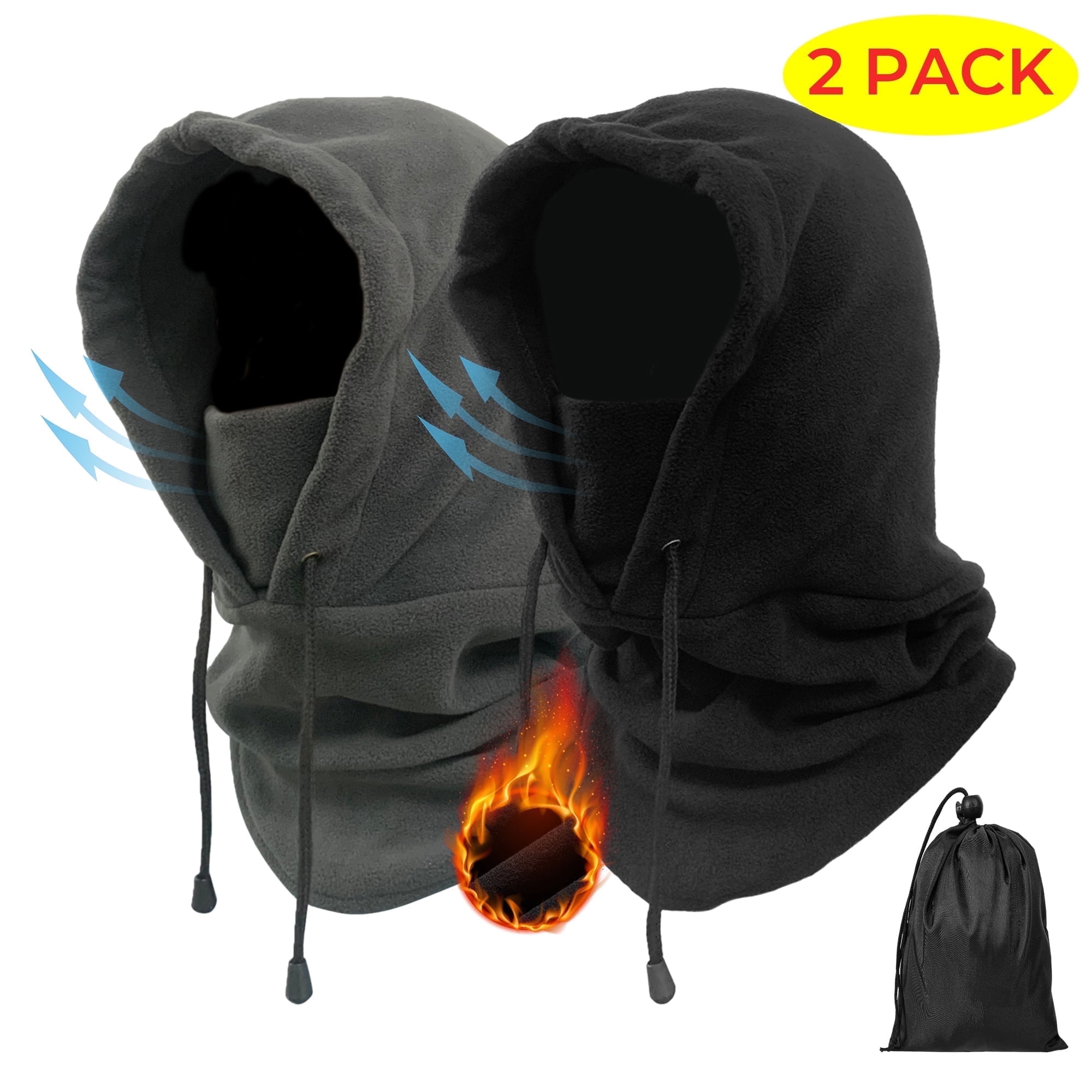Voofly 2 Pack Balaclava Ski Mask for Men Women with Drawstring Thermal ...