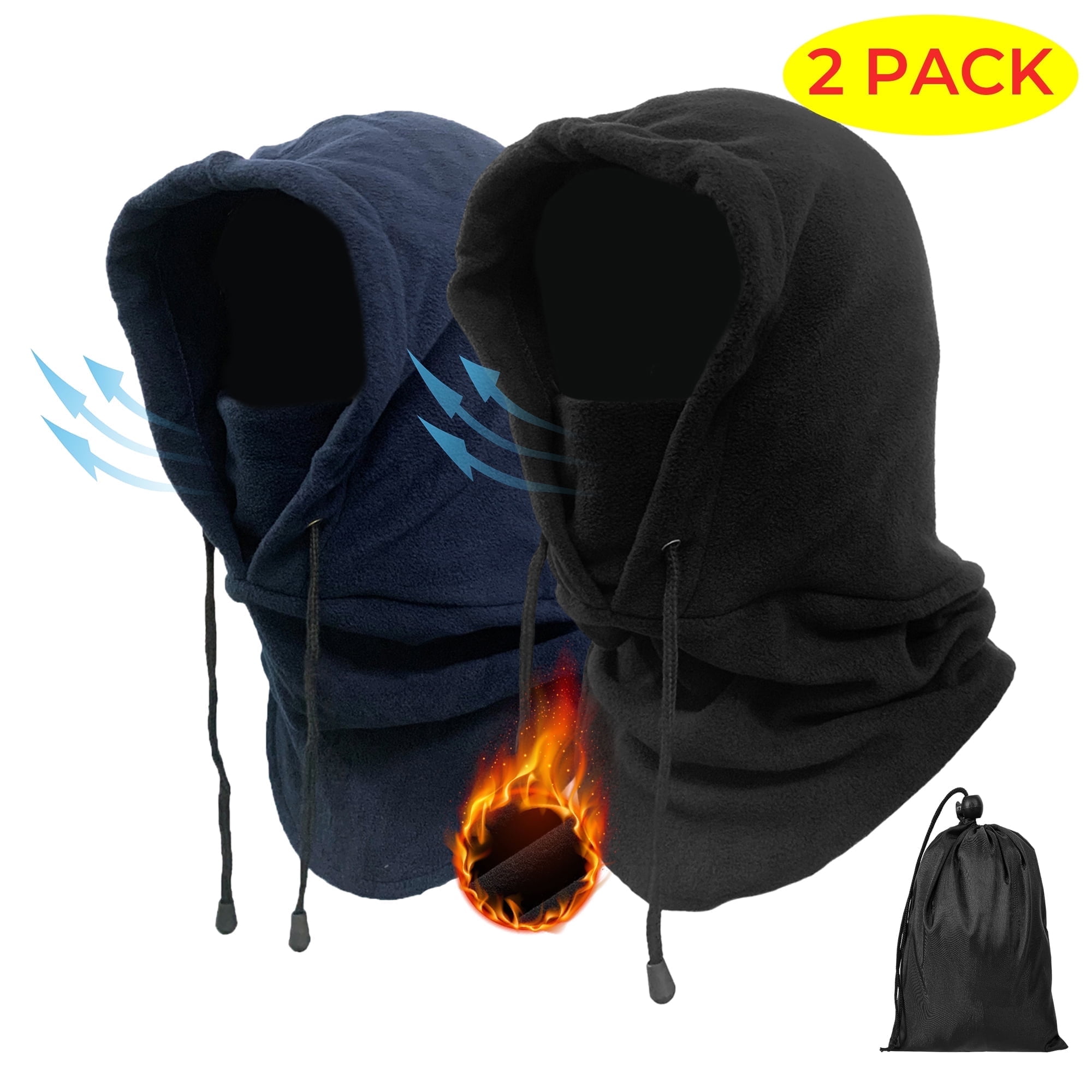 Voofly Balaclava Face Mask Men Set of 2 Thermal Fleece Ski Mask Winter ...