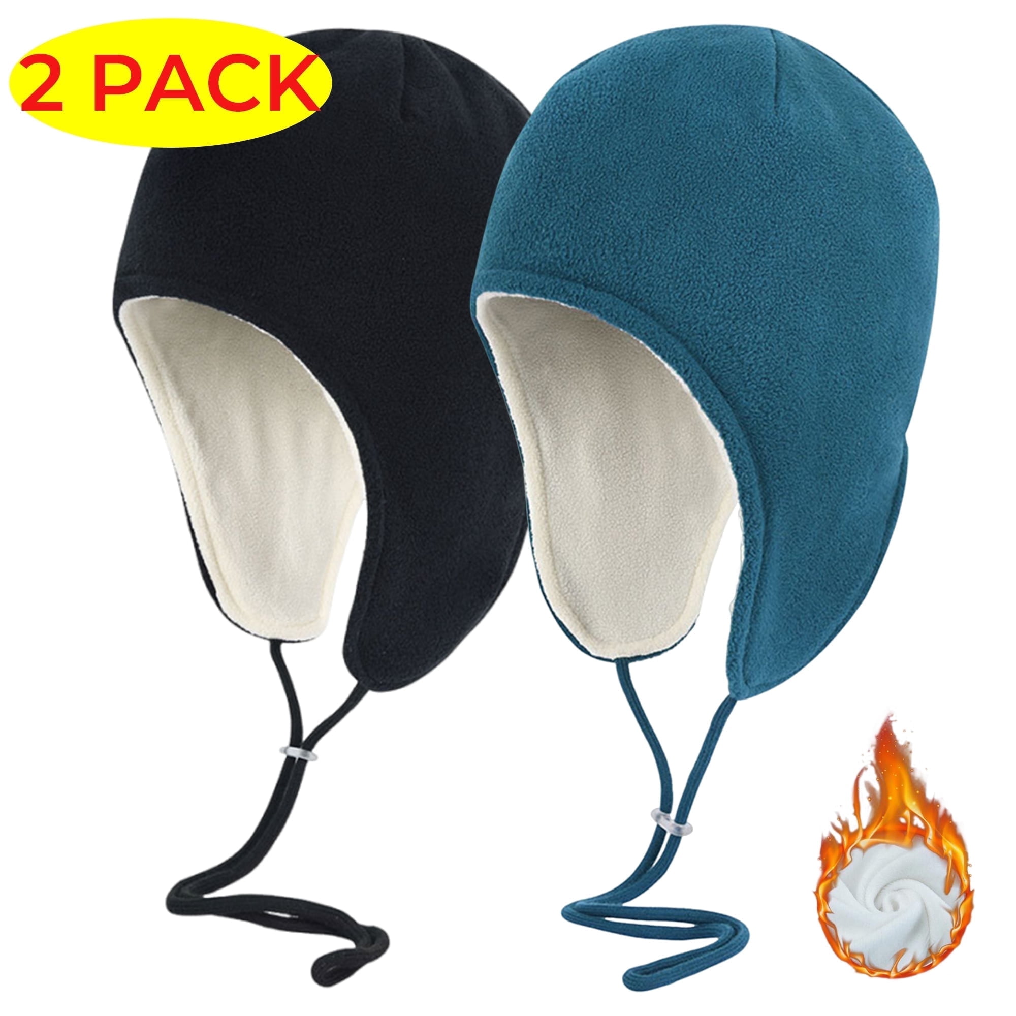 Voofly Winter Hats Set For 2 Fleece Winter Skull Caps For Men With Ear ...