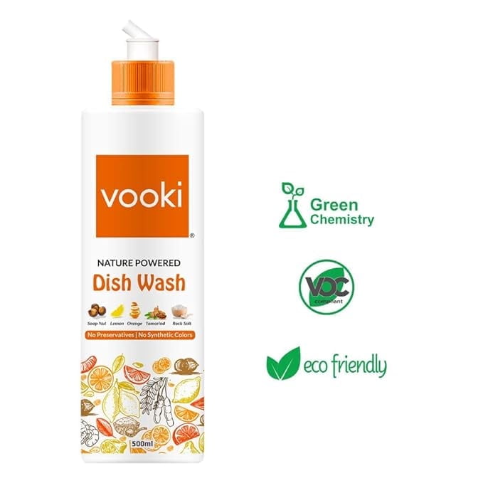Vooki Eco-Friendly Nature-Powered Dishwash Liquid with Soapnut, Lemon ...