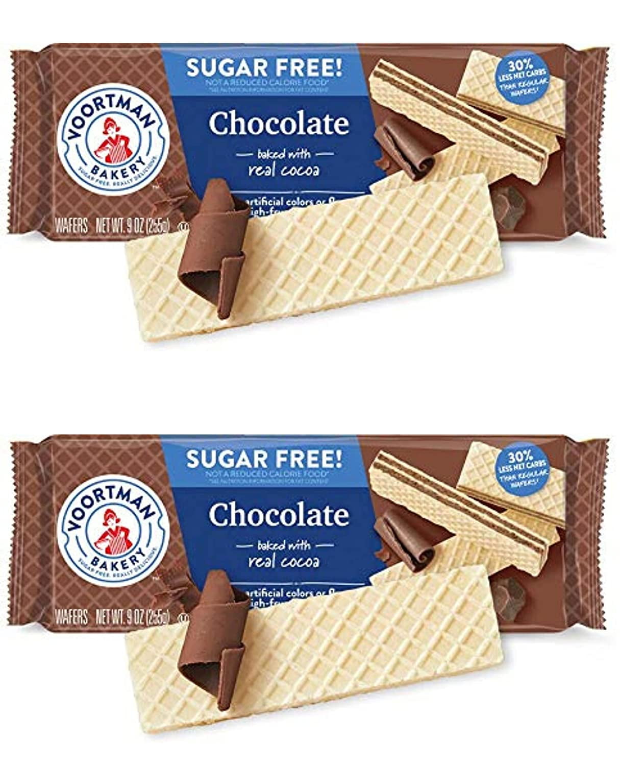 Voortman Bakery #1 in U.S. Sugar Chocolate Wafers (Pack of 2 x 9 Oz ...
