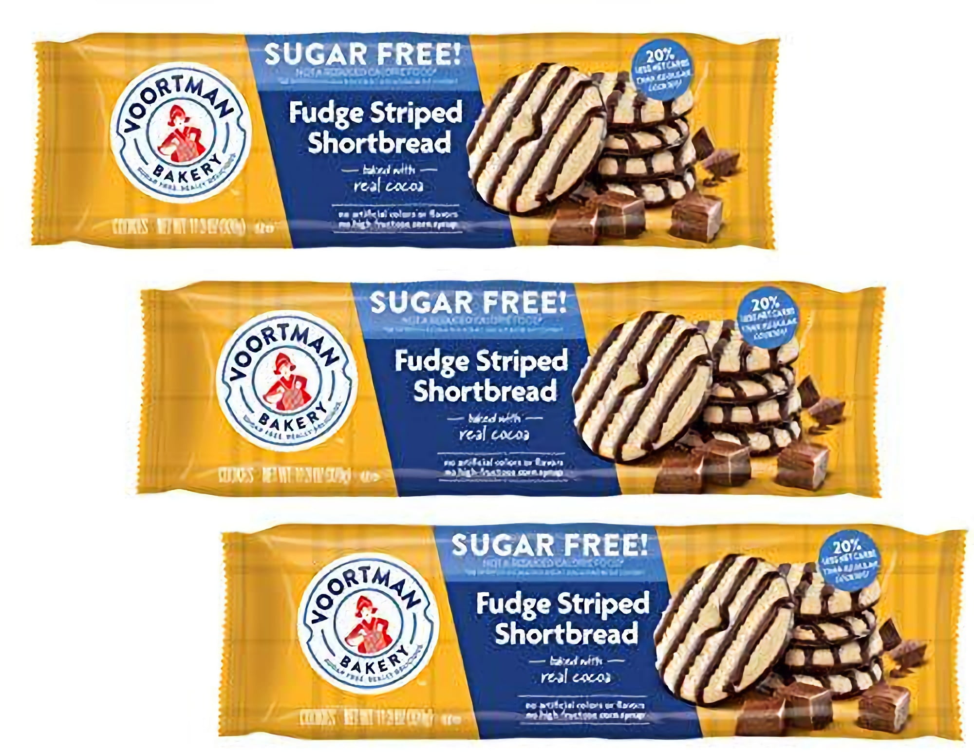 Voortman Bakery Sugar-Free Fudge Striped Shortbread Cookies, Real ...