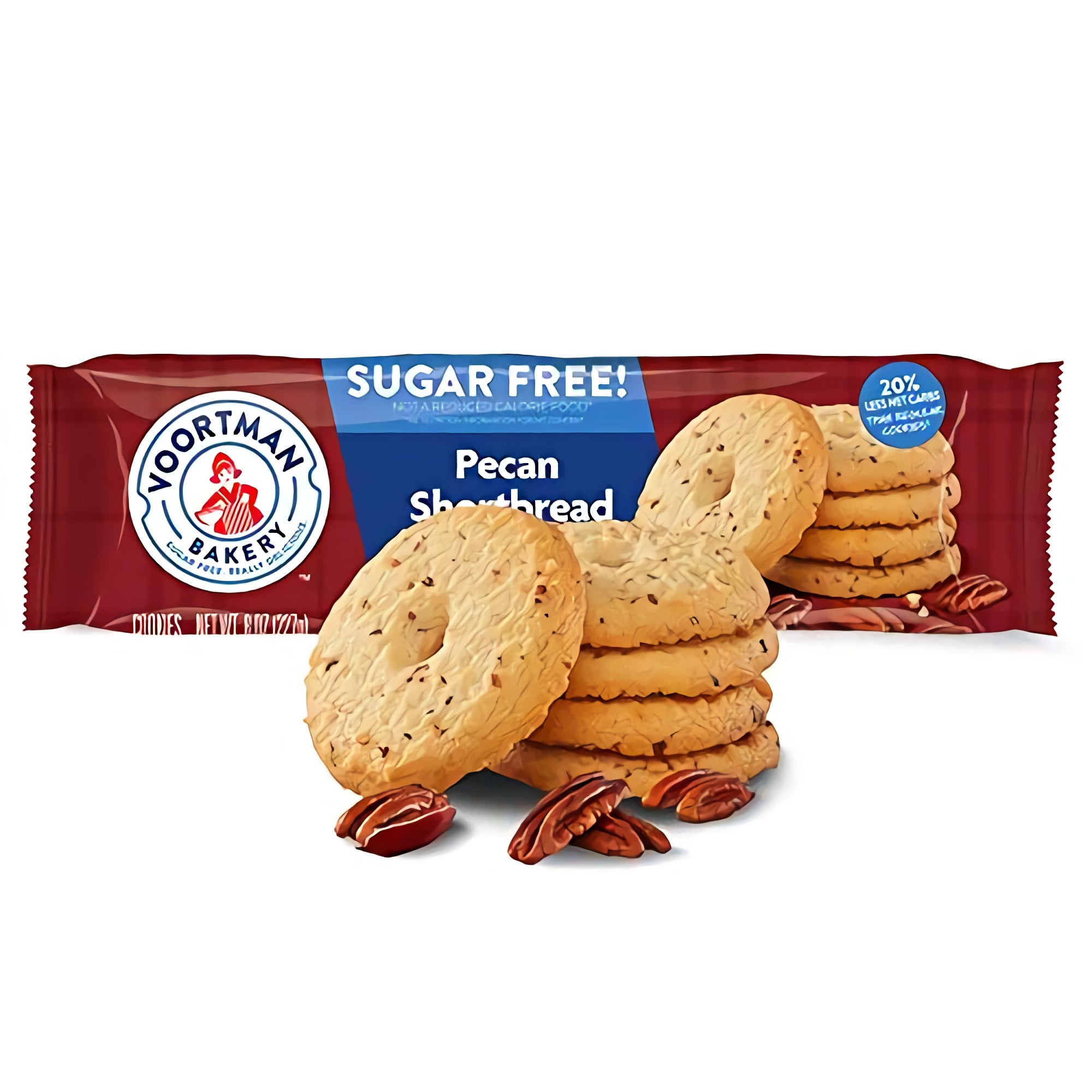Voortman Sugar Free Pecan Shortbread Cookies, 8oz. Pack of 4, Real ...