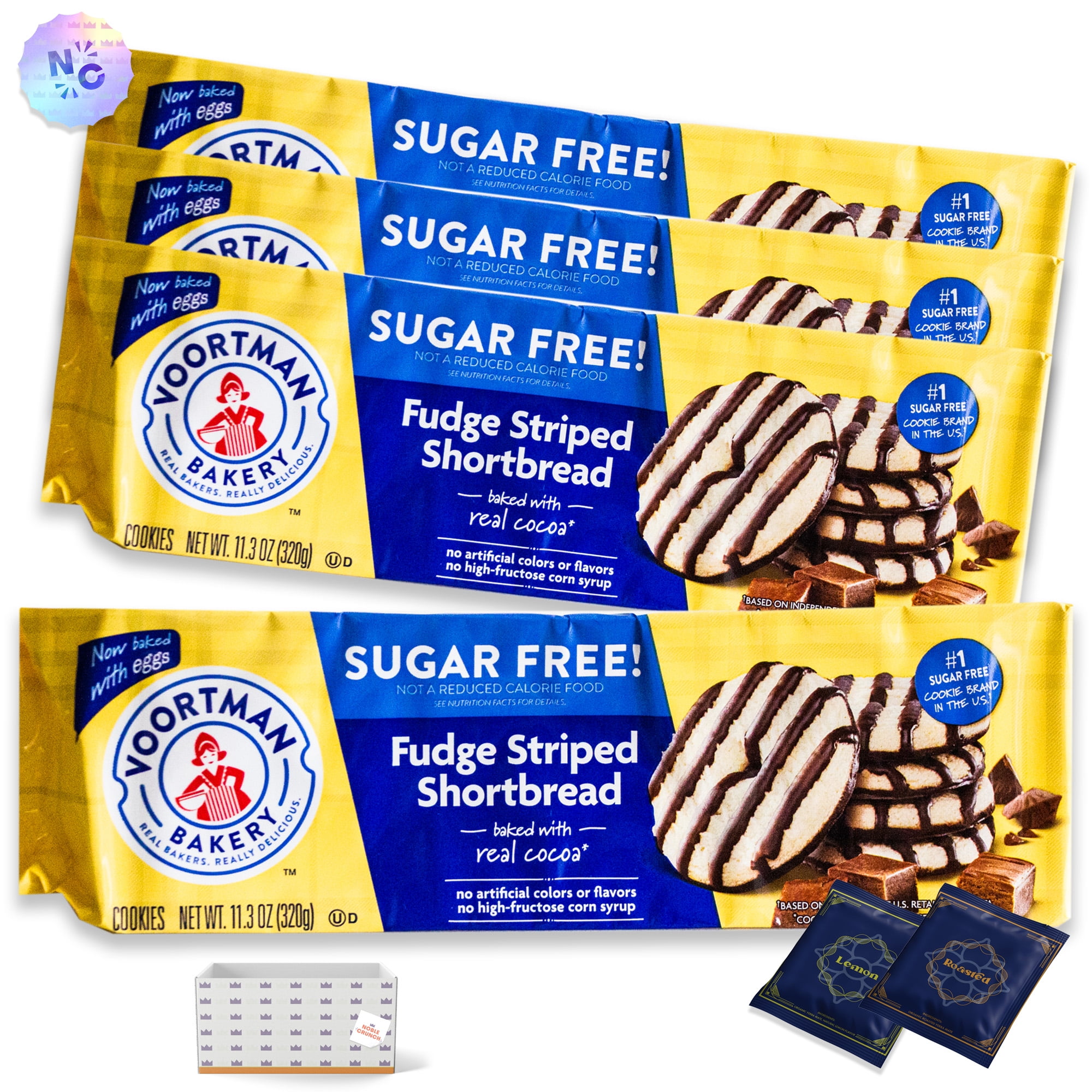 Voortman Fudge Striped Shortbread Sugar Free Cookies (4, 11.3oz packs ...