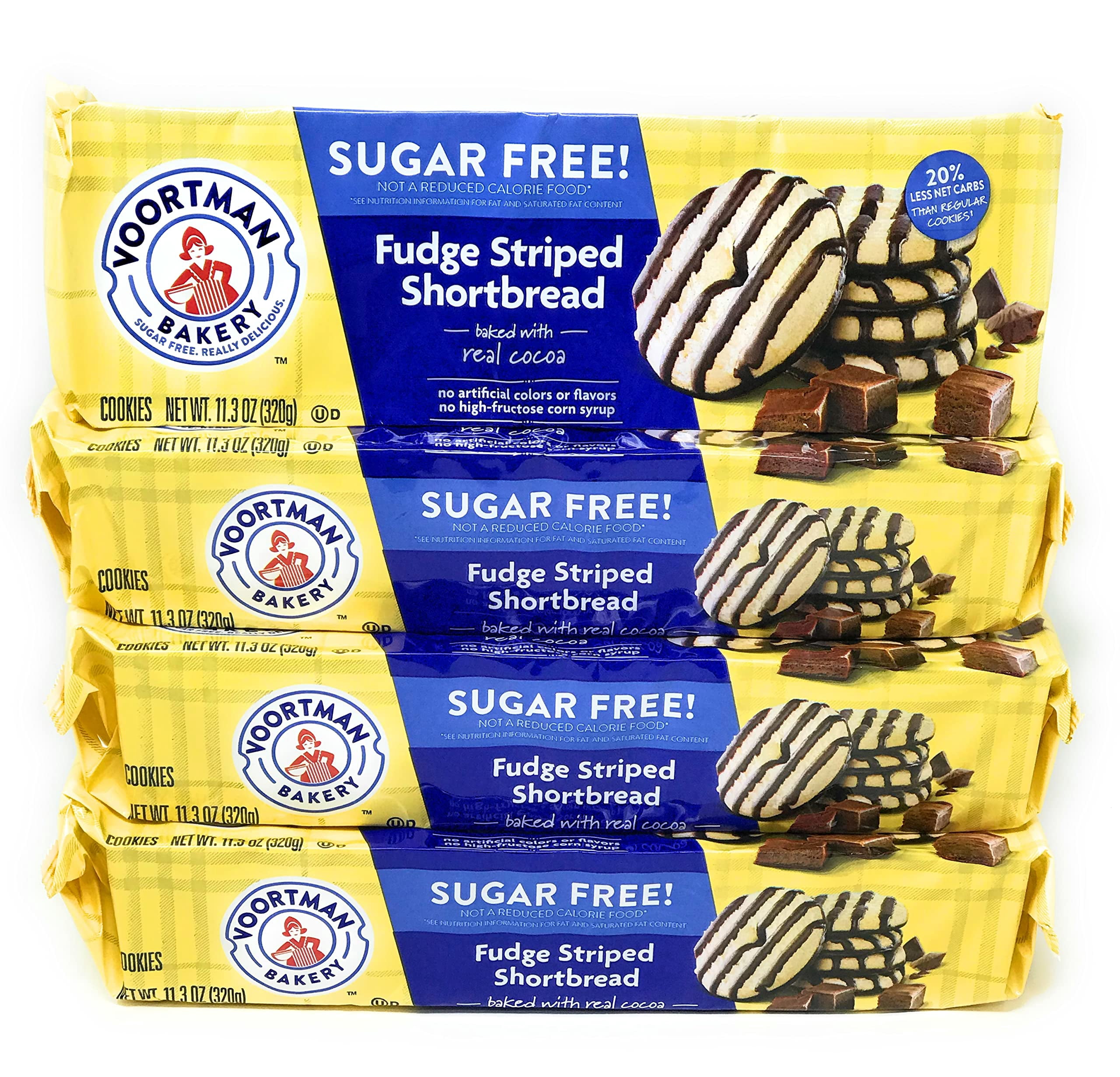 Voortman Fudge Striped Shortbread XEF1 Sugar Free Cookies (Pack of 4 ...