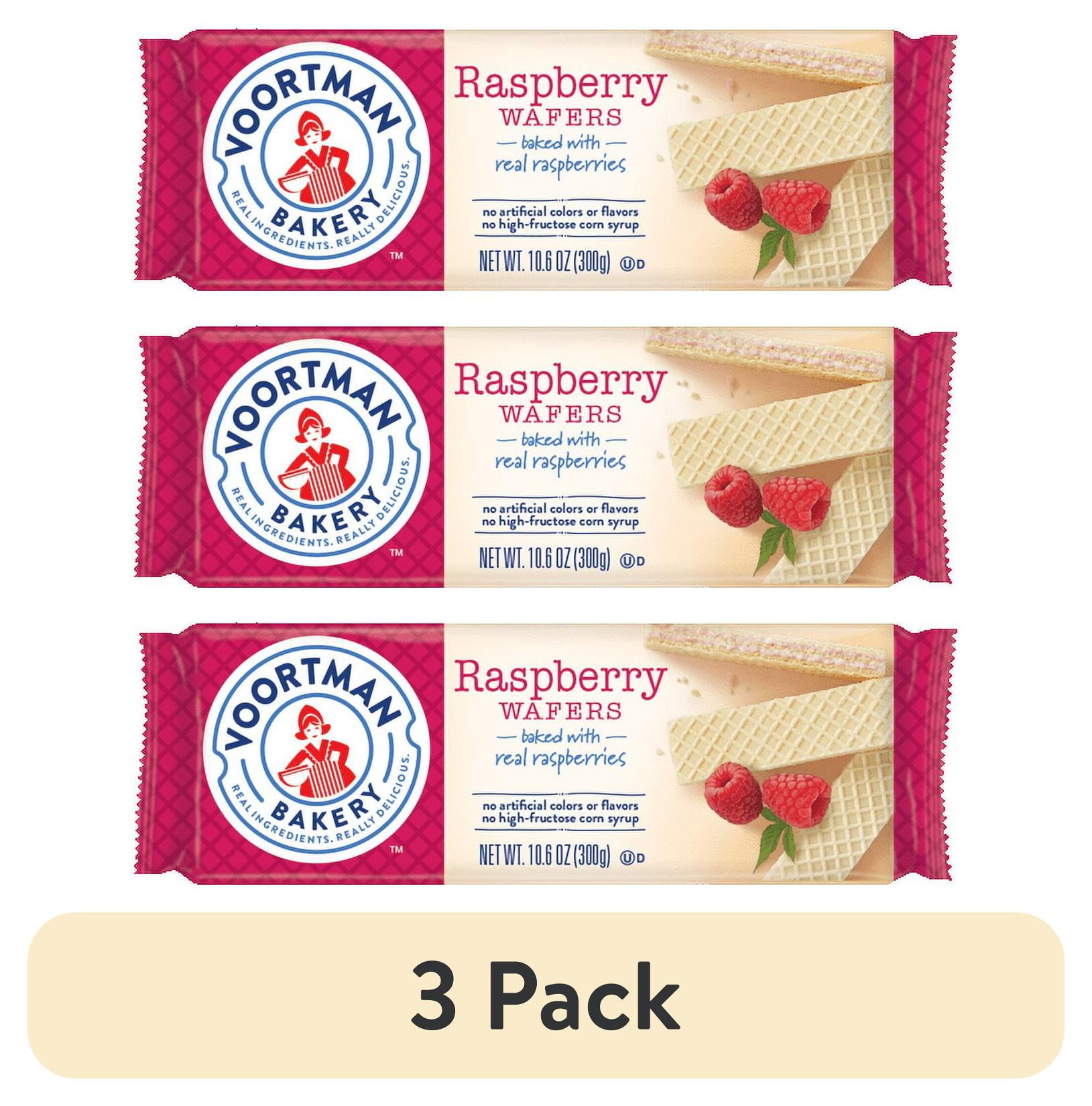 (3 pack) Voortman Raspberry Wafers 10.6oz (Pack of 4) - Walmart.com
