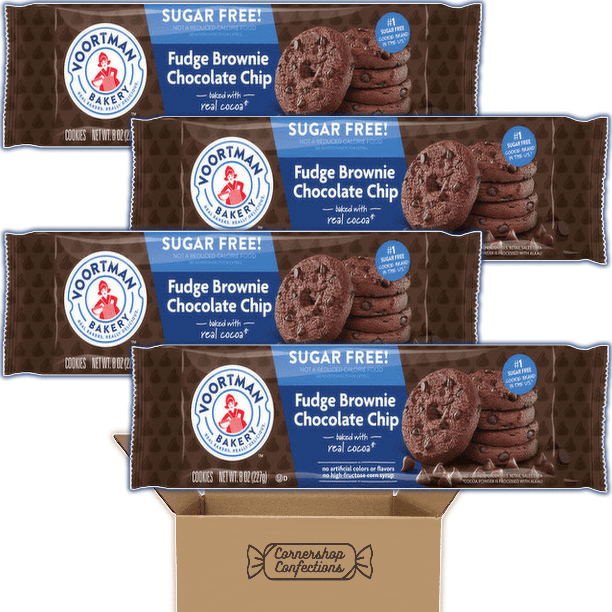 Voortman Sugar Free Fudge Brownie Chocolate Chip Cookie Bulk Pack - 4 ...