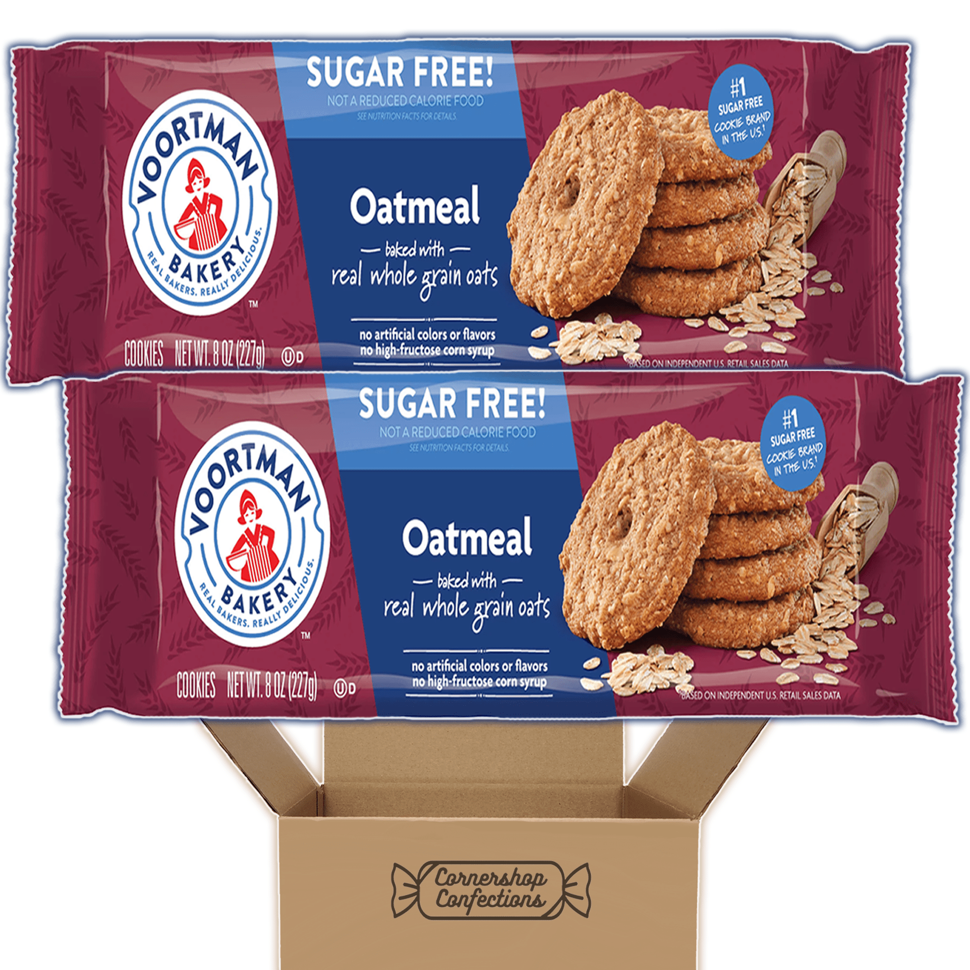 Voortman Sugar-Free Oatmeal Cookies Bundle Pack - 2 Full Sleeves Each ...