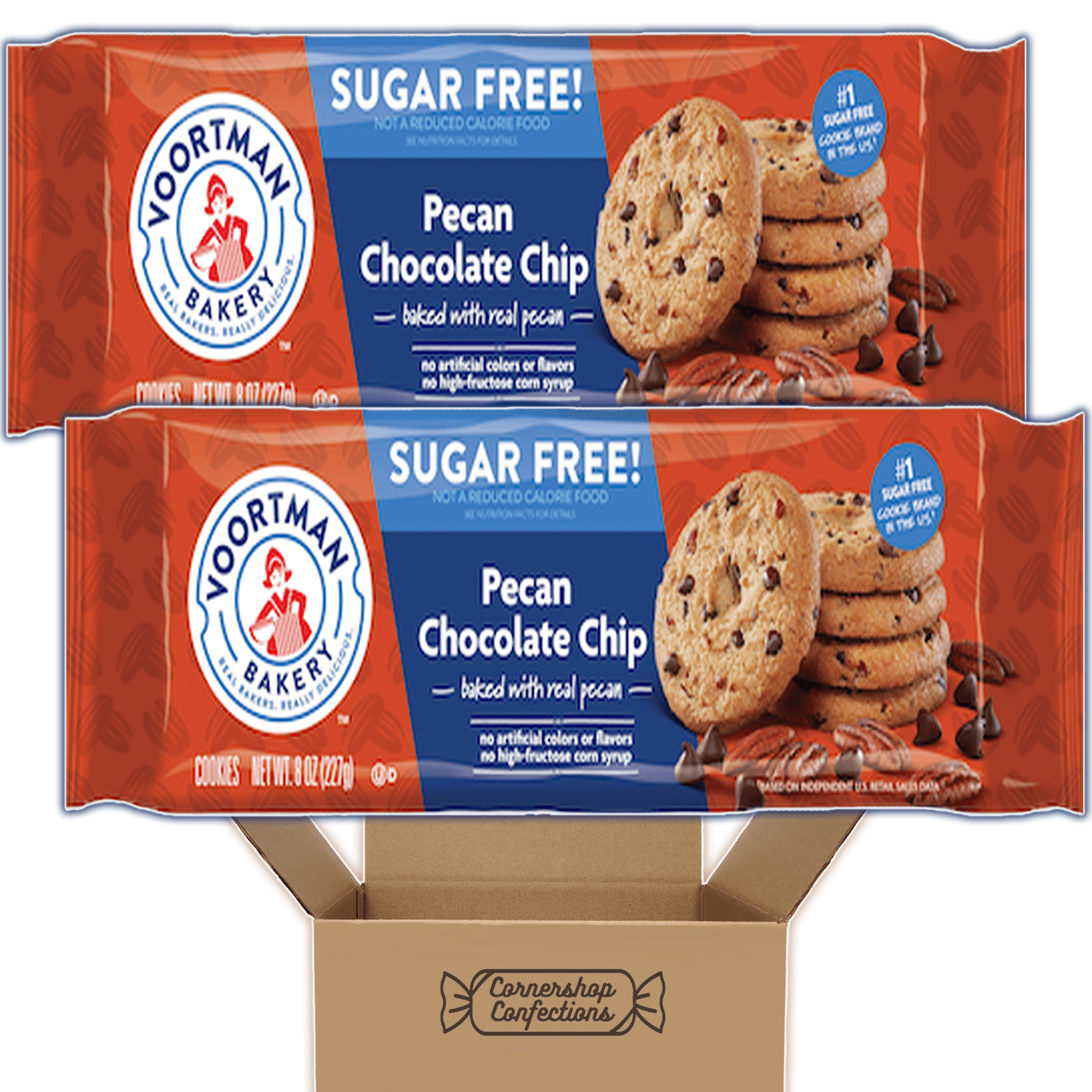 Voortman Sugar-Free Pecan Chocolate Chip Cookies Bundle Pack - 2 Full ...