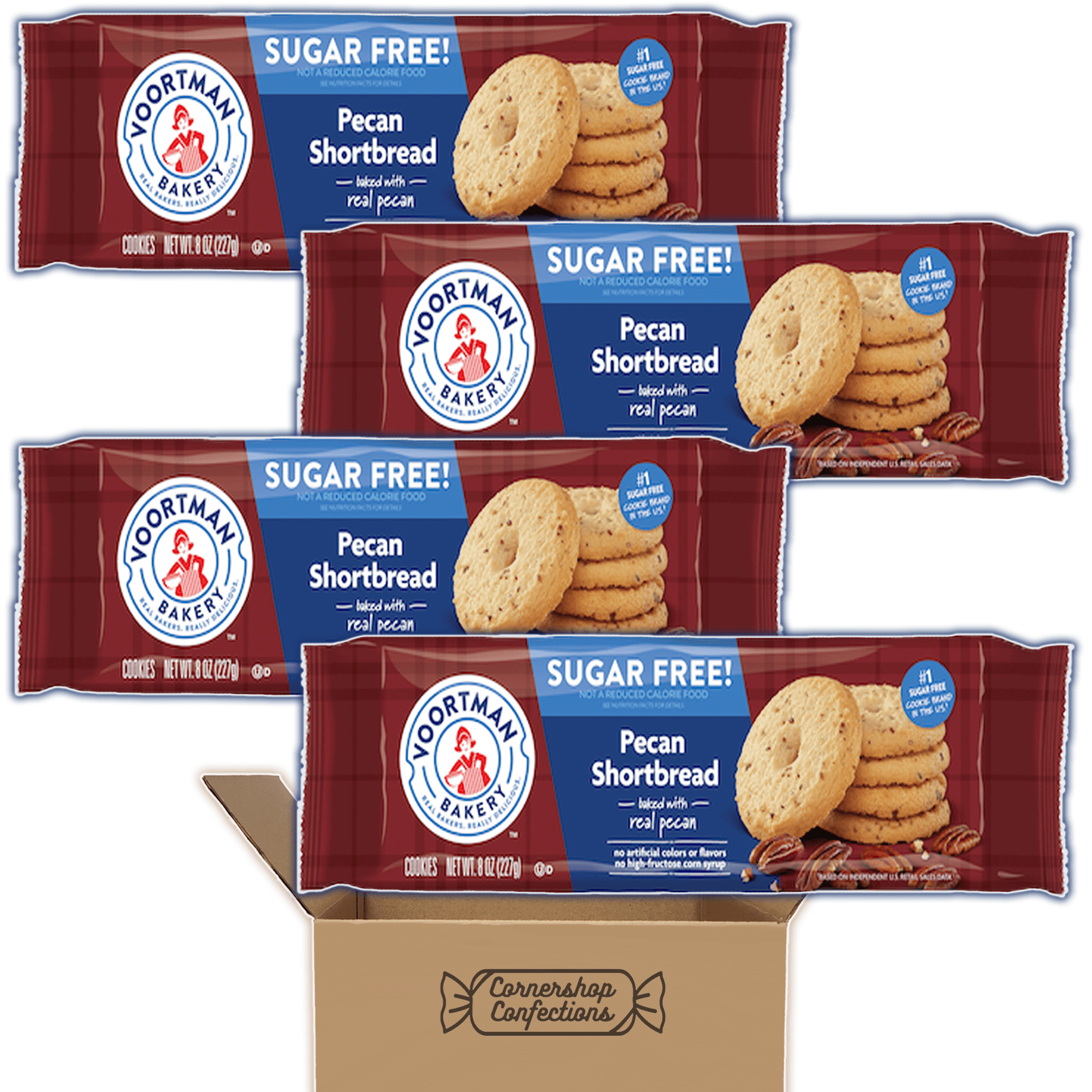 Voortman Sugar Free Pecan Shortbread Cookie Bulk Pack - 4 Full ...