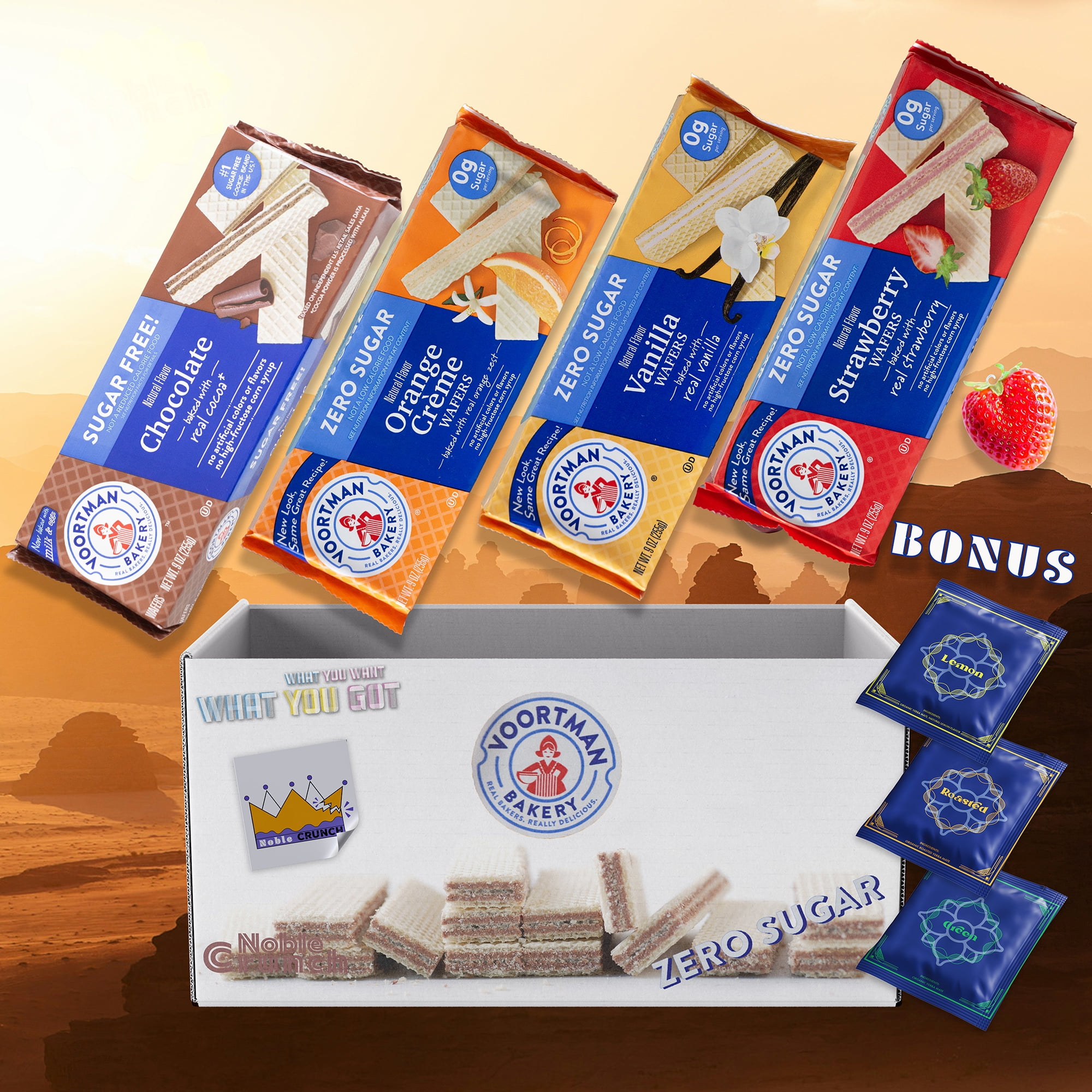 Voortman Sugar Free Wafers Variety Pack - Chocolate - Orange Cream ...