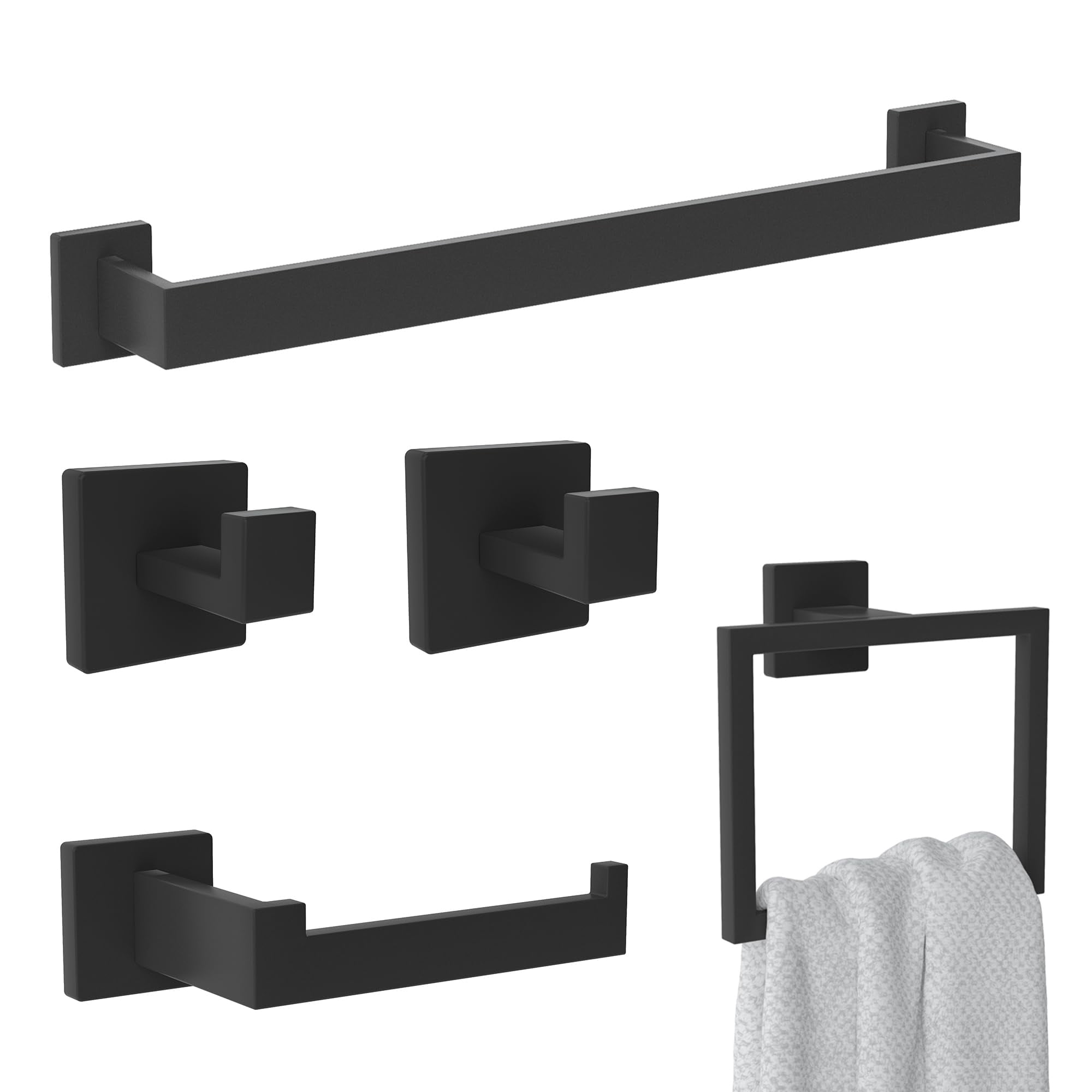 Voraus Matte Black Bathroom Accessories Set Bath Towel for Bathroom ...