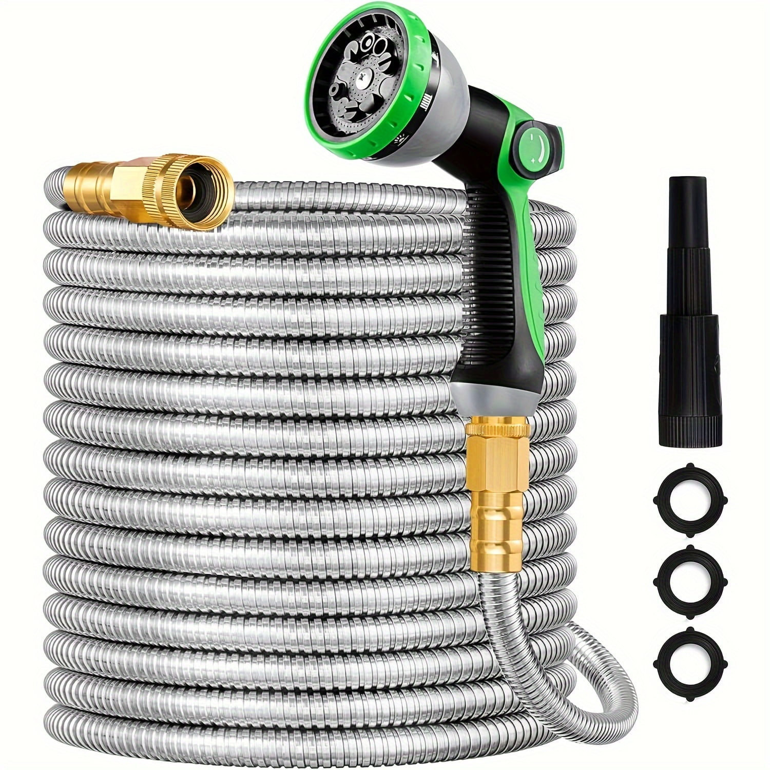 Vorey Flexible Garden Hose 25FT-100ft - Stainless Steel w/Adjustable ...