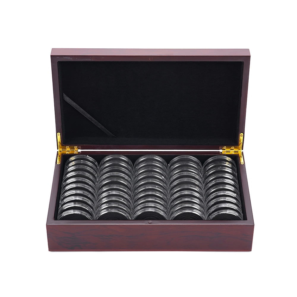 Vorfor 50Pcs Wooden Coin Storage Box, Coin Collector Display ...