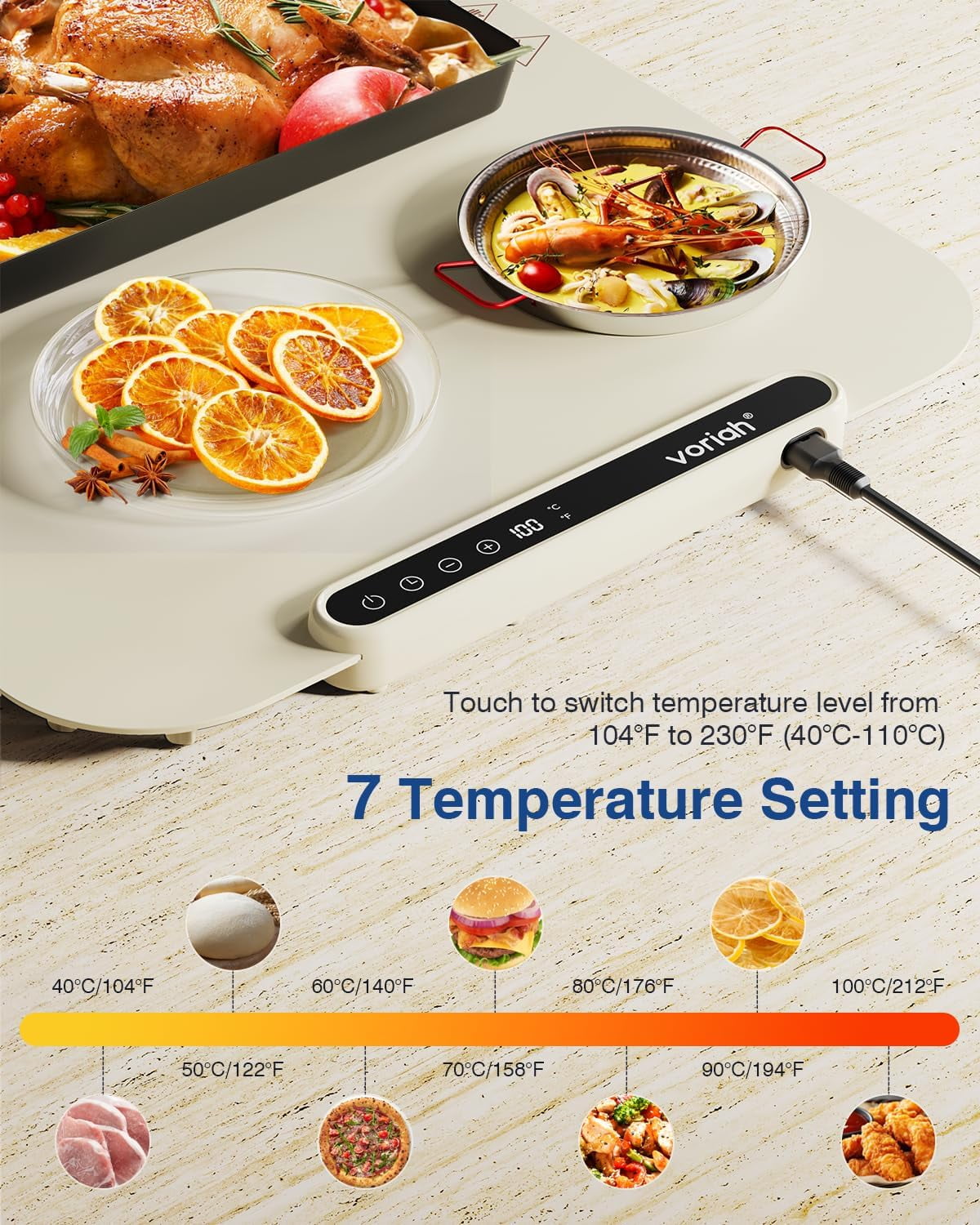 Voriah Warming Mat for Food, 27.5x15.7" Large Electric Buffet Warming ...