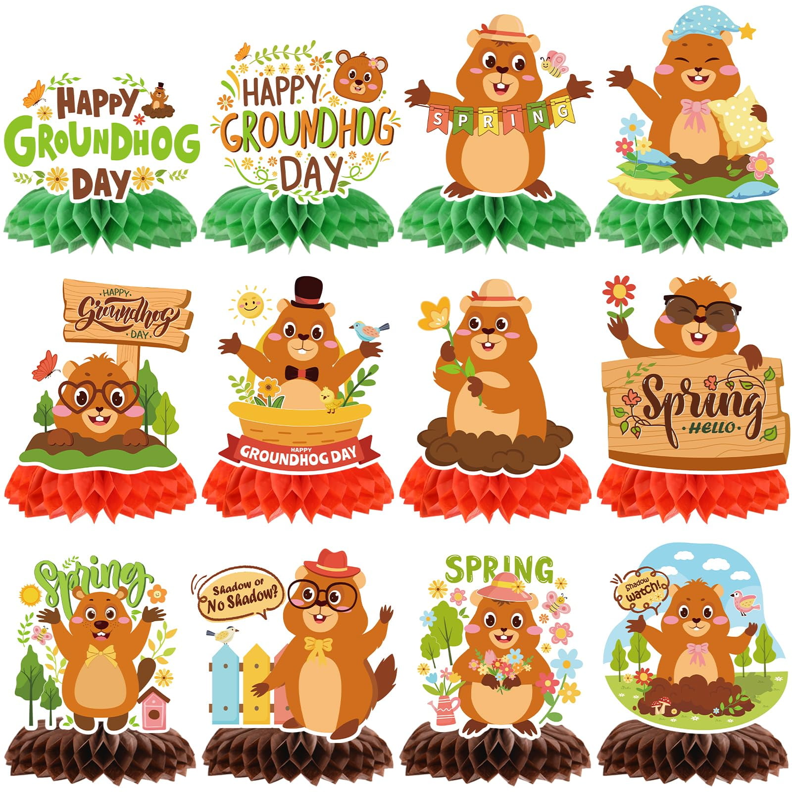 VorkiVecKi Groundhog Day Table Decorations - Groundhogs Party Honeycomb ...