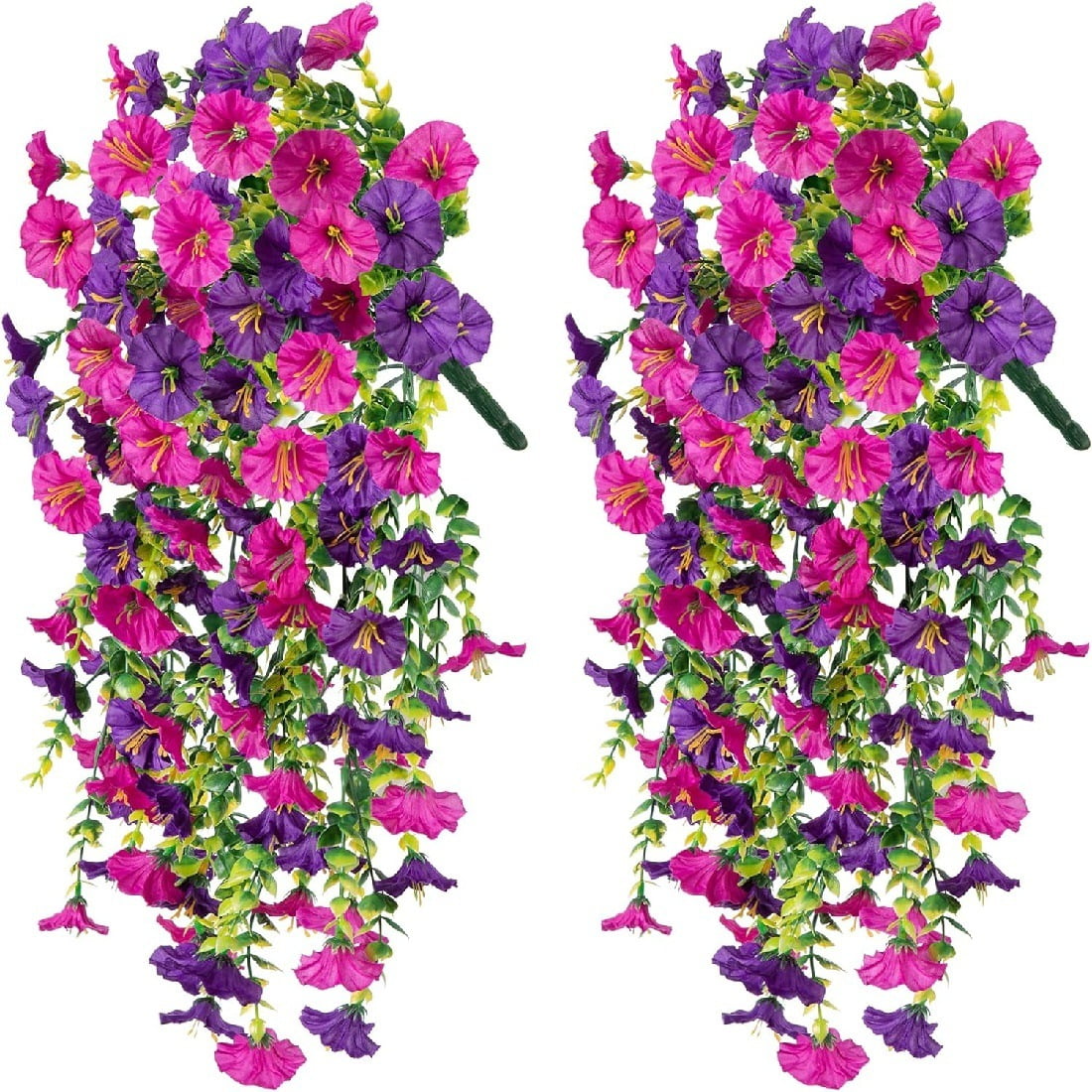 Vorkoi 2PCS Artificial Silk Flowers Hanging Baskets Outdoors Indoors ...