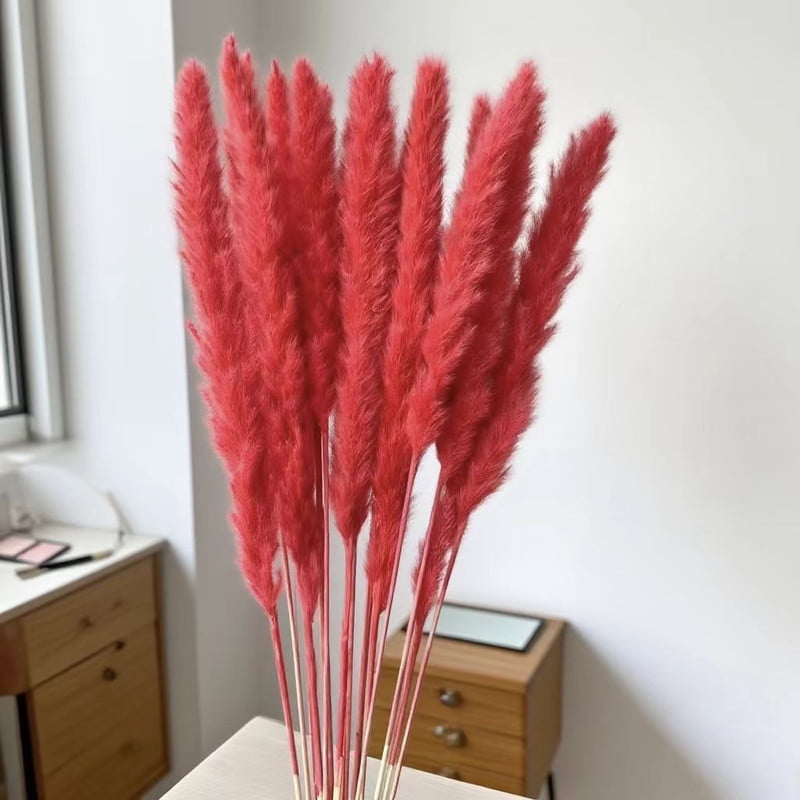 Vorkoi 30 Pcs 17" Faux Dried Rainbow Pampas Grass Decor, Fluffy Fake ...