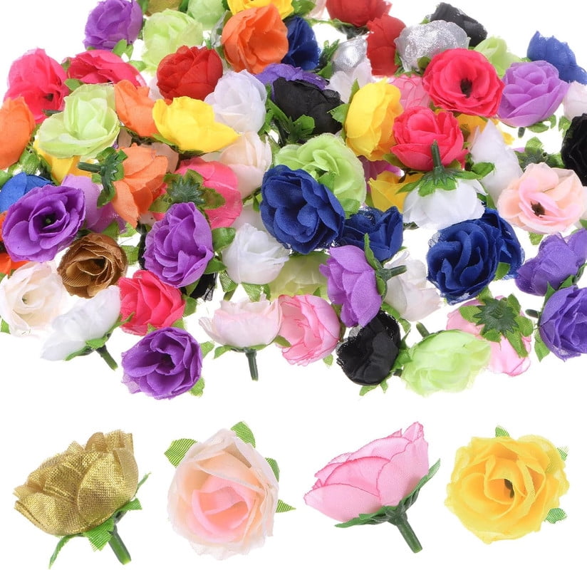 Vorkoi 50pcs Artificial Roses Heads, 1.3 Inch Small Silk Faux Rose Head ...
