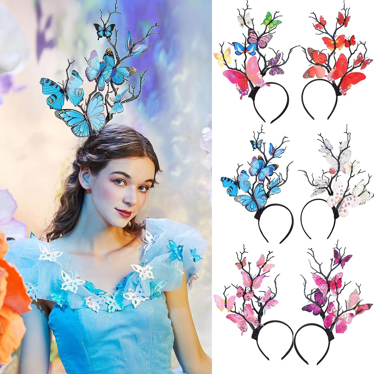 Vorkoi Butterfly Fascinator Headband Butterfly Hair Band Fascinator ...