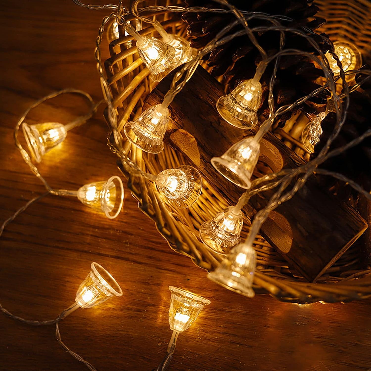 Vorkoi Christmas Bell String Lights, Outdoor Battery Powered String ...