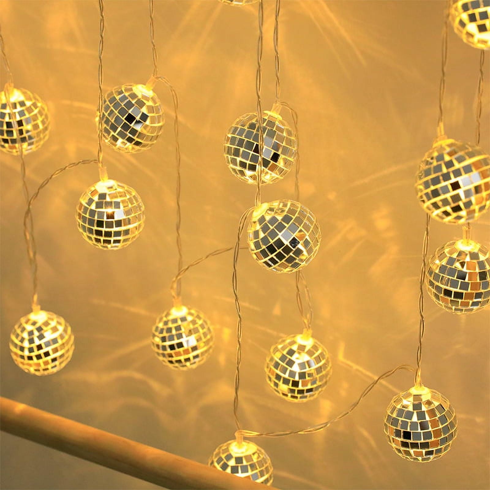 Vorkoi Disco Balls String Lights, Battery Operated Portable Decorative ...