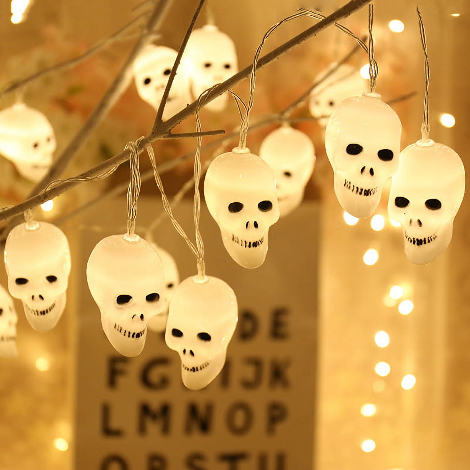 Vorkoi Halloween Skull String Lights Battery Operated Halloween Lights ...