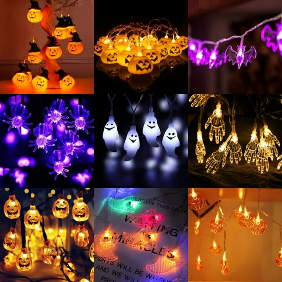 Vorkoi Halloween String Lights Battery Operated 3D Pumpkin Bat Ghost ...